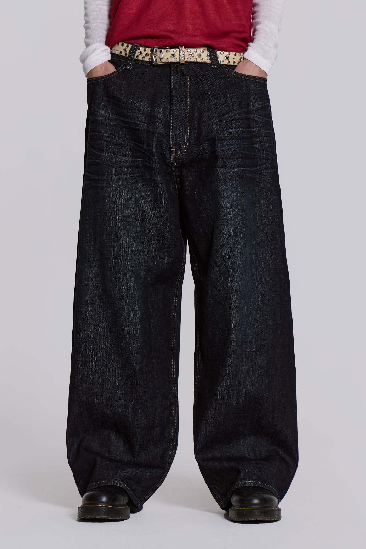 Shop Creased Indigo XL Colossus Jeans | Jaded London | Clothing