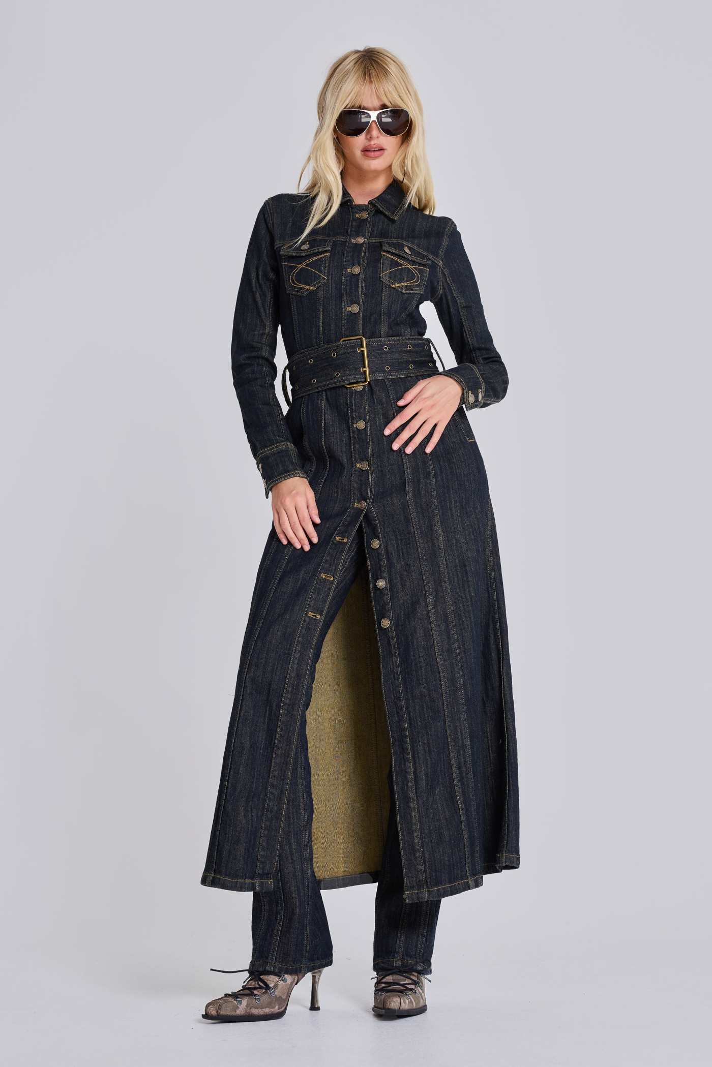 Trinity Fitted Denim Coat | Jaded London | Clothing