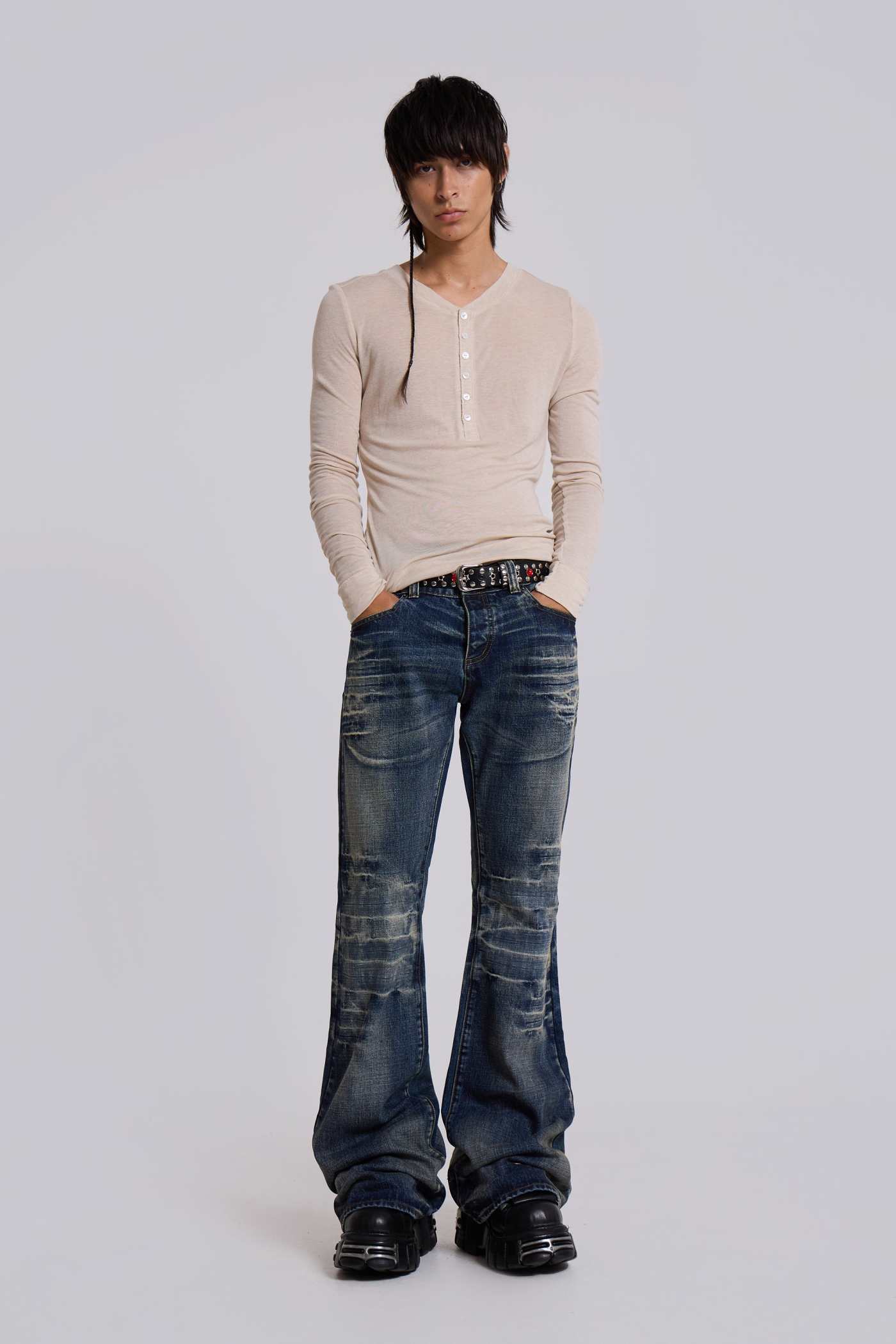 Oatmeal Haze Henley | Jaded London | Clothing