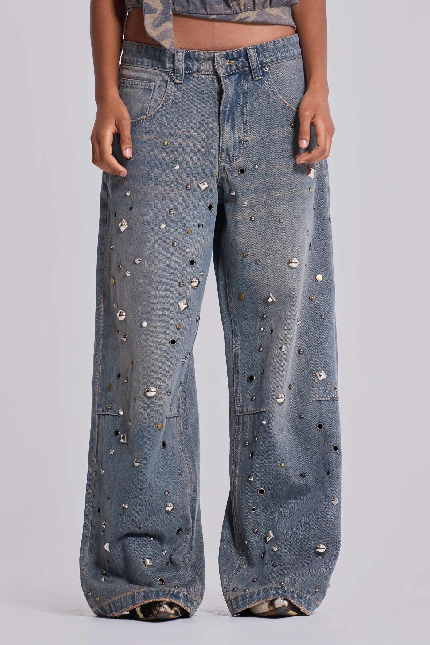 Bolted Studded Colossus Jeans | Jaded London | Clothing