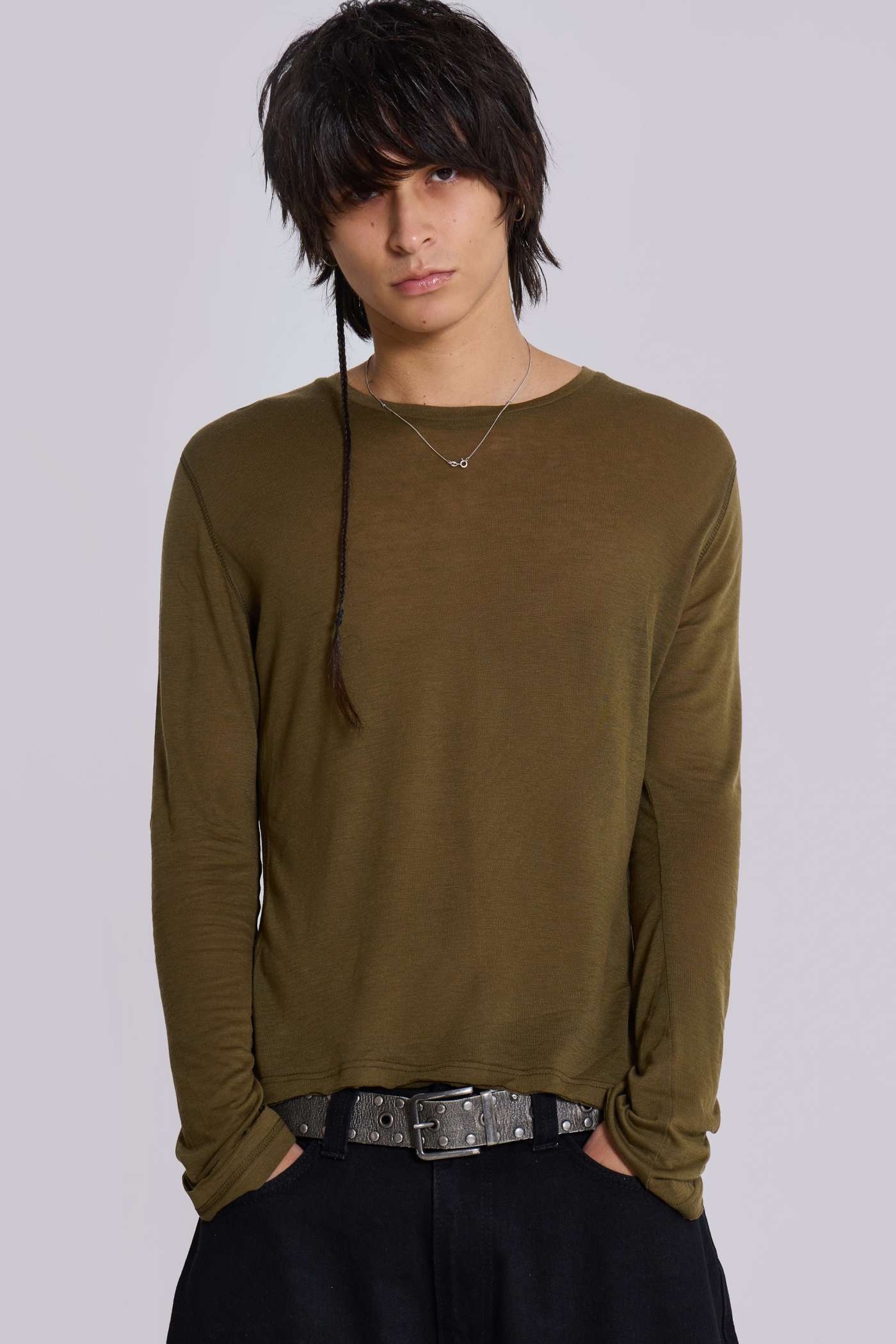 Khaki Mist Long Sleeve Top | Jaded London | Clothing