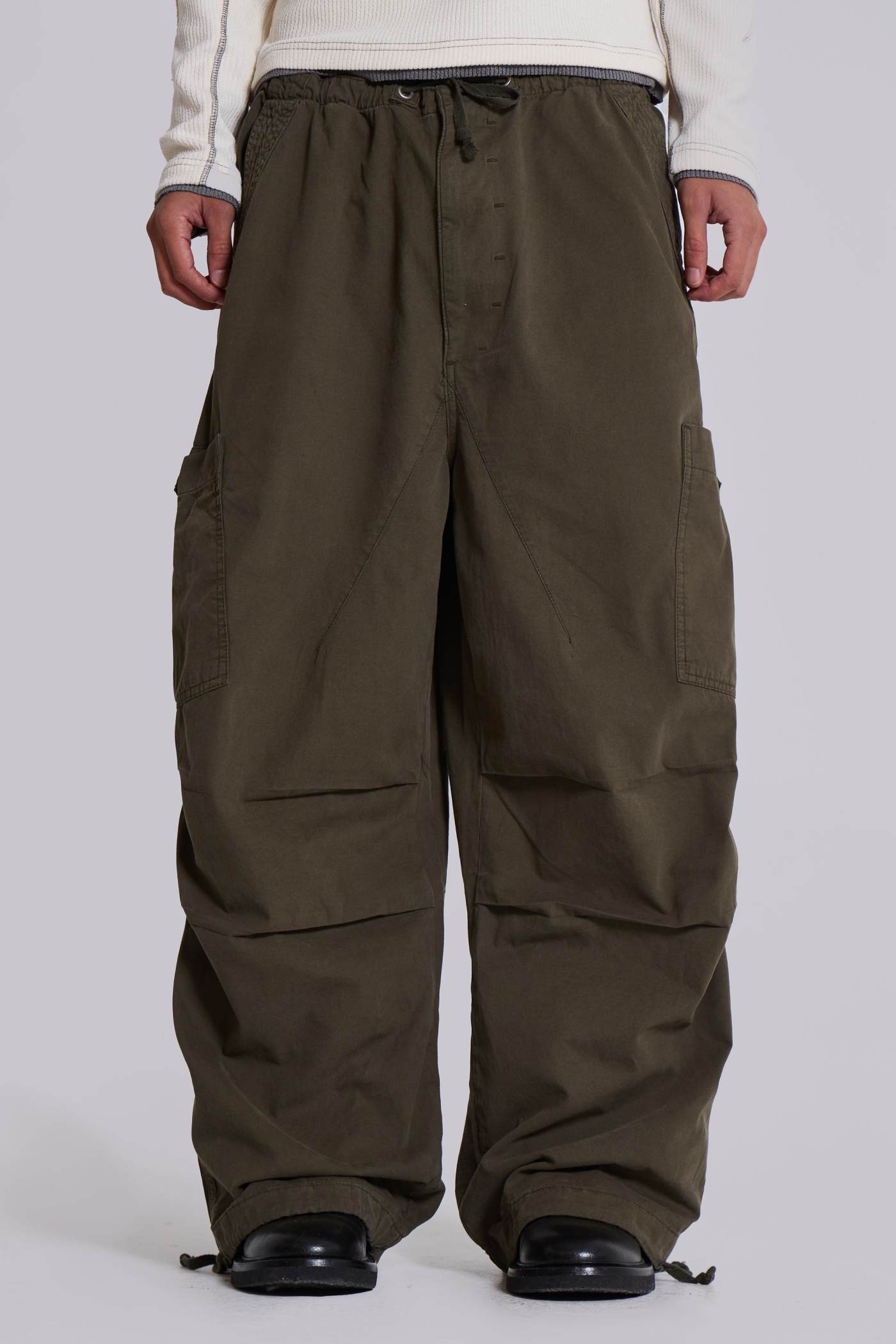 Shop Khaki Parachute Cargo Pants | Jaded London | Clothing