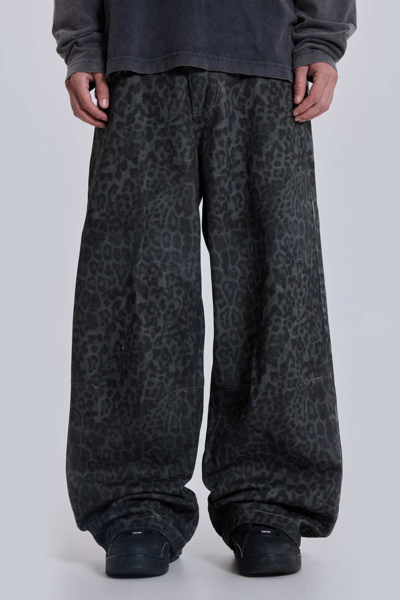Shop Charcoal Leopard Fade Colossus Jeans | Jaded London | Clothing