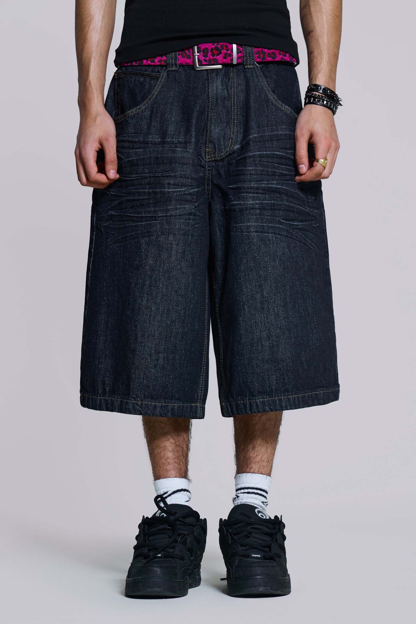 Creased Indigo Colossus Jorts | Jaded London