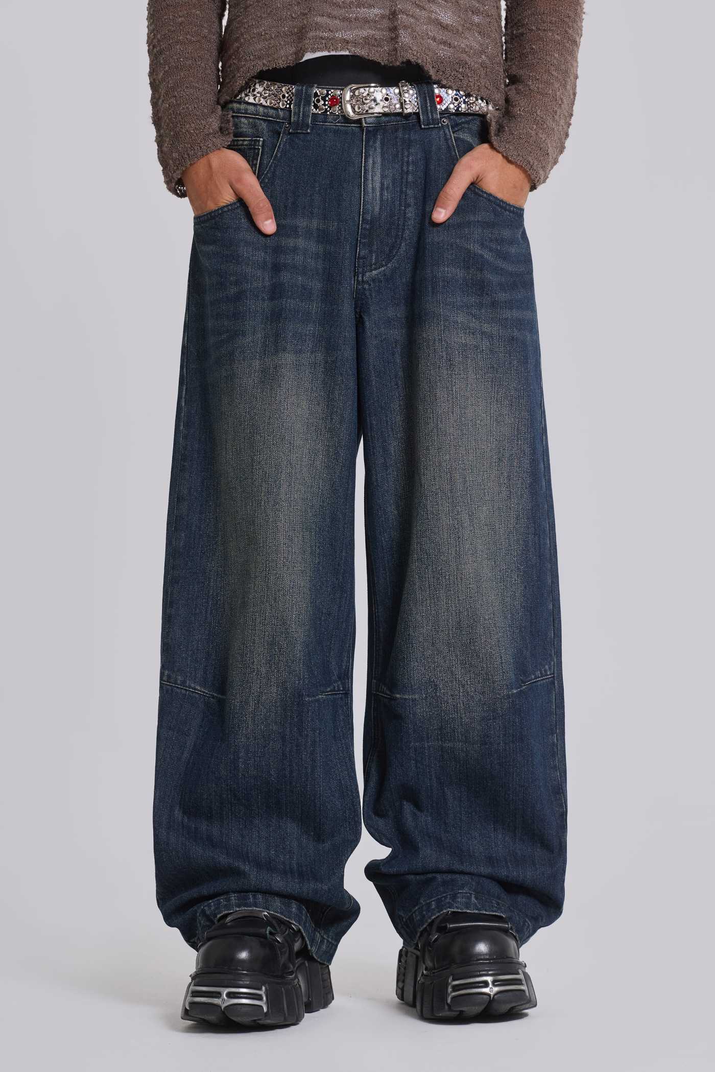 Mid Blue Slub Colossus Jeans | Jaded London | Clothing