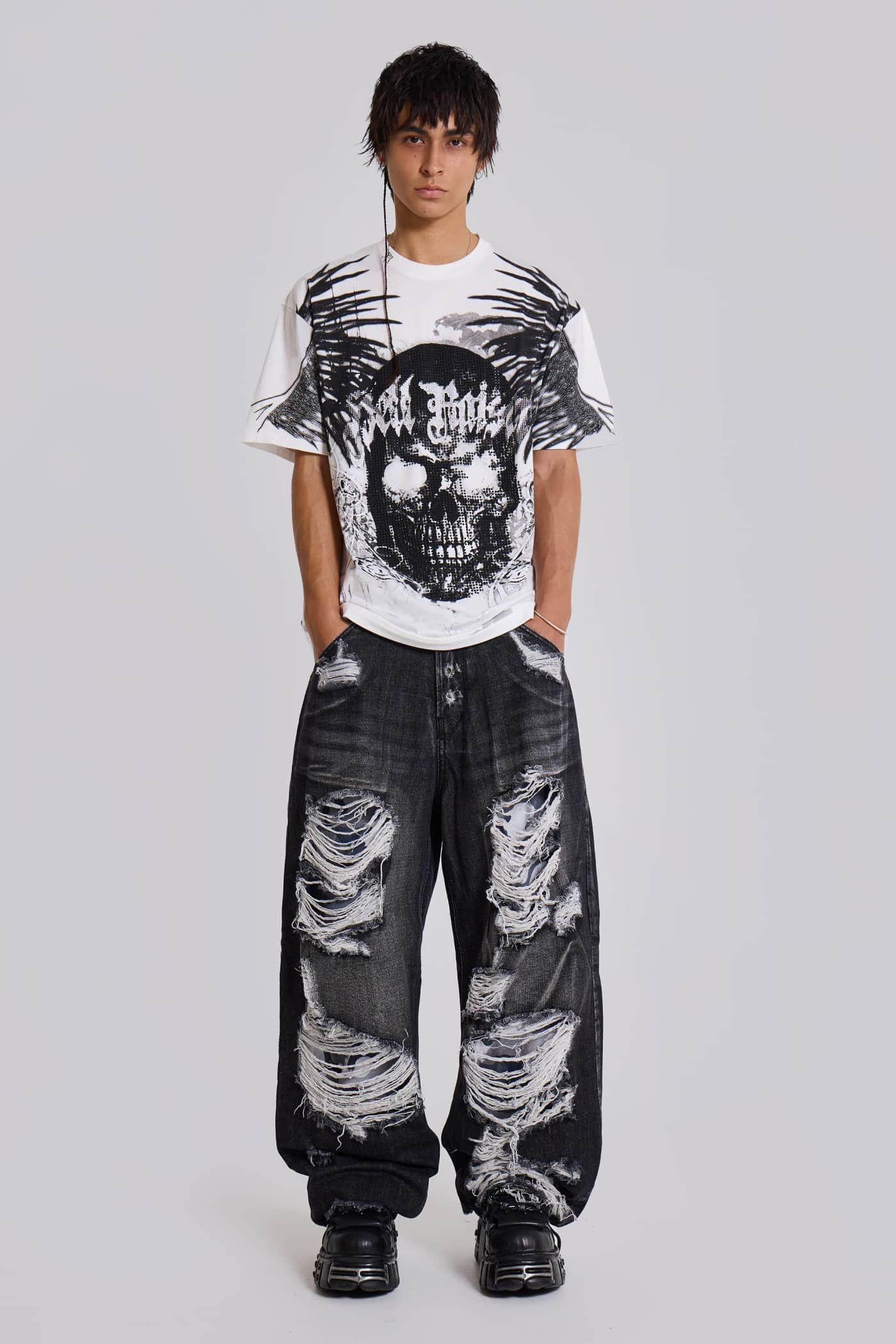 Double Layer Denim Camo XL Colossus Jeans | Jaded London | Clothing