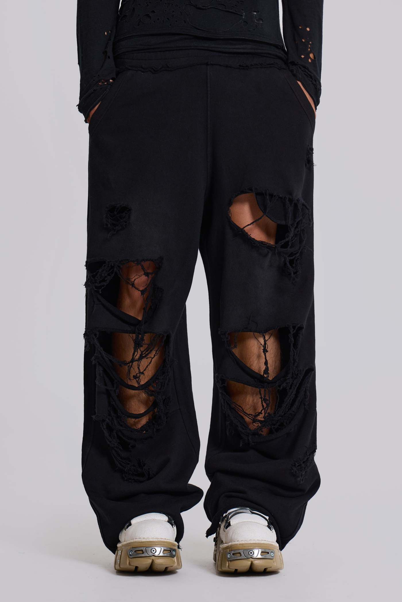 Distressed Black Loopback Monster Joggers | Jaded London | Clothing