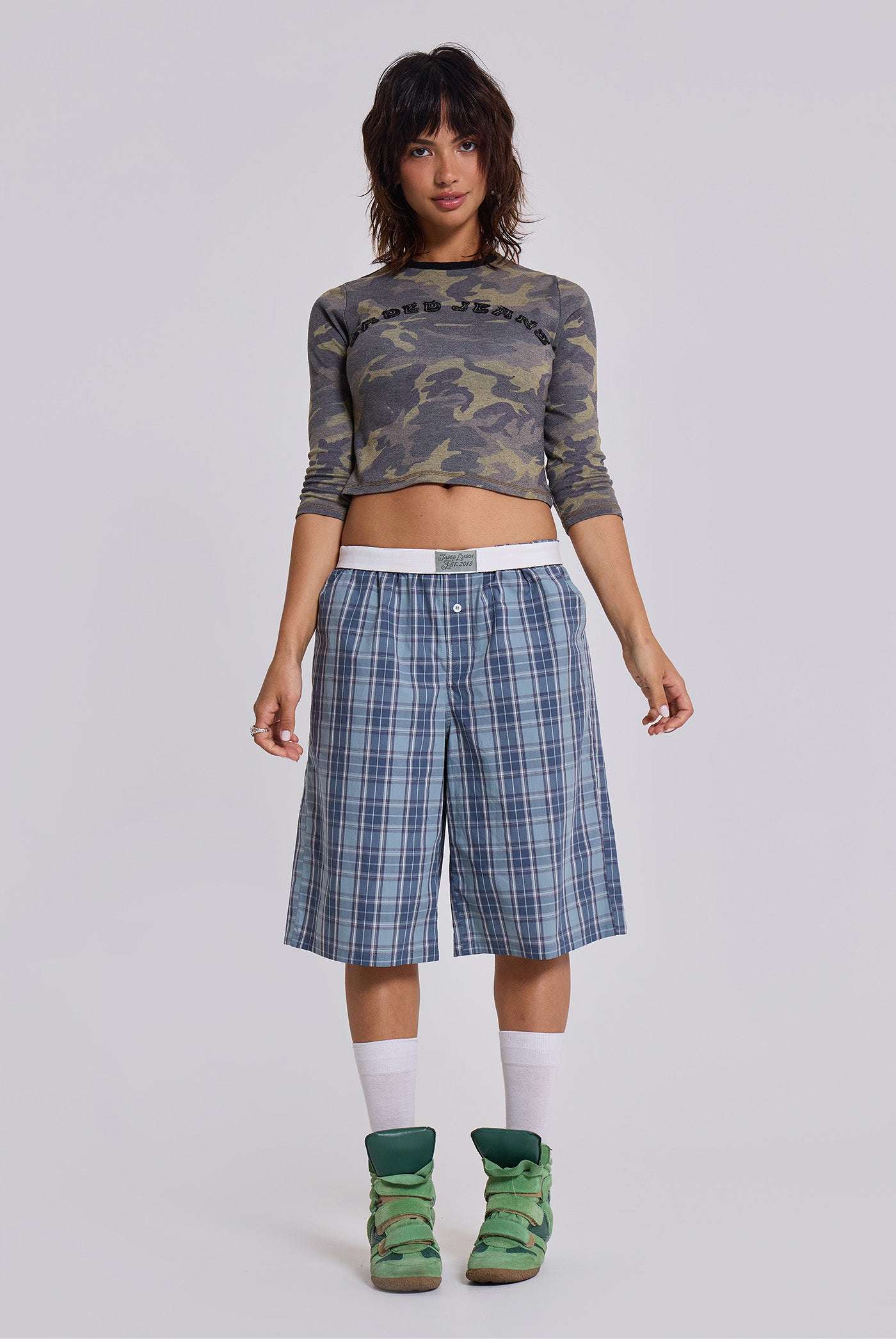 Shop Jano Check Boxer Jorts | Jaded London | Clothing