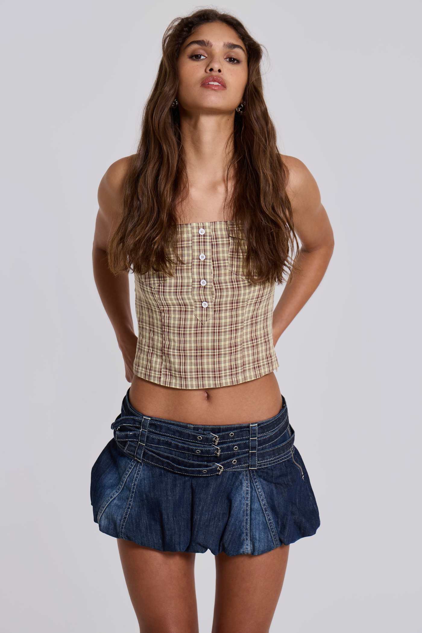 Shop Alana Denim Puffball Micro Skirt | Jaded London | Clothing