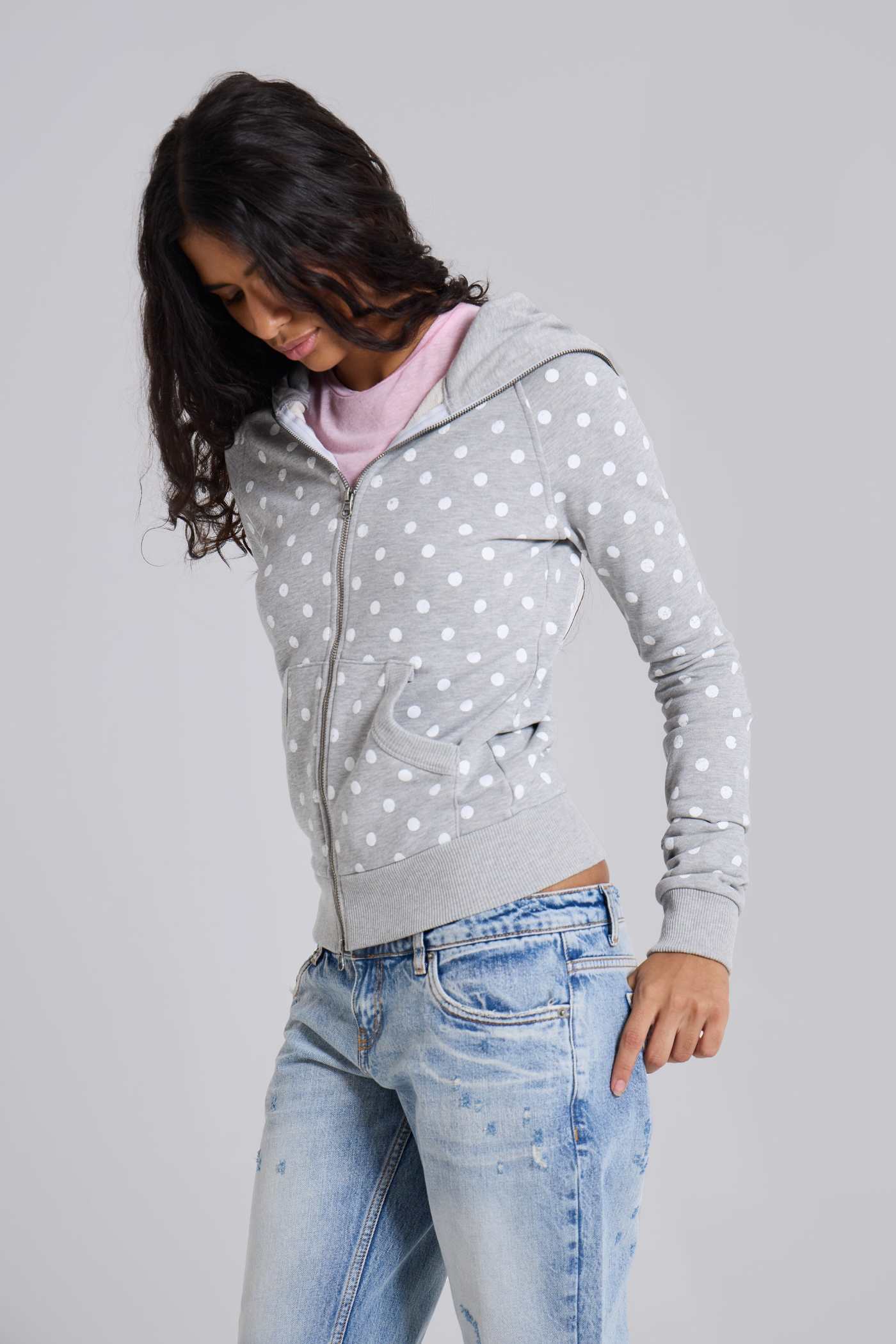 Grey Polkadot Hoodie | Jaded London | Clothing