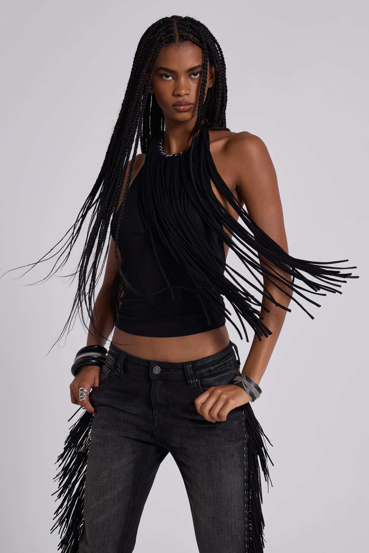 Fexa Backless Fringe Top | Jaded London