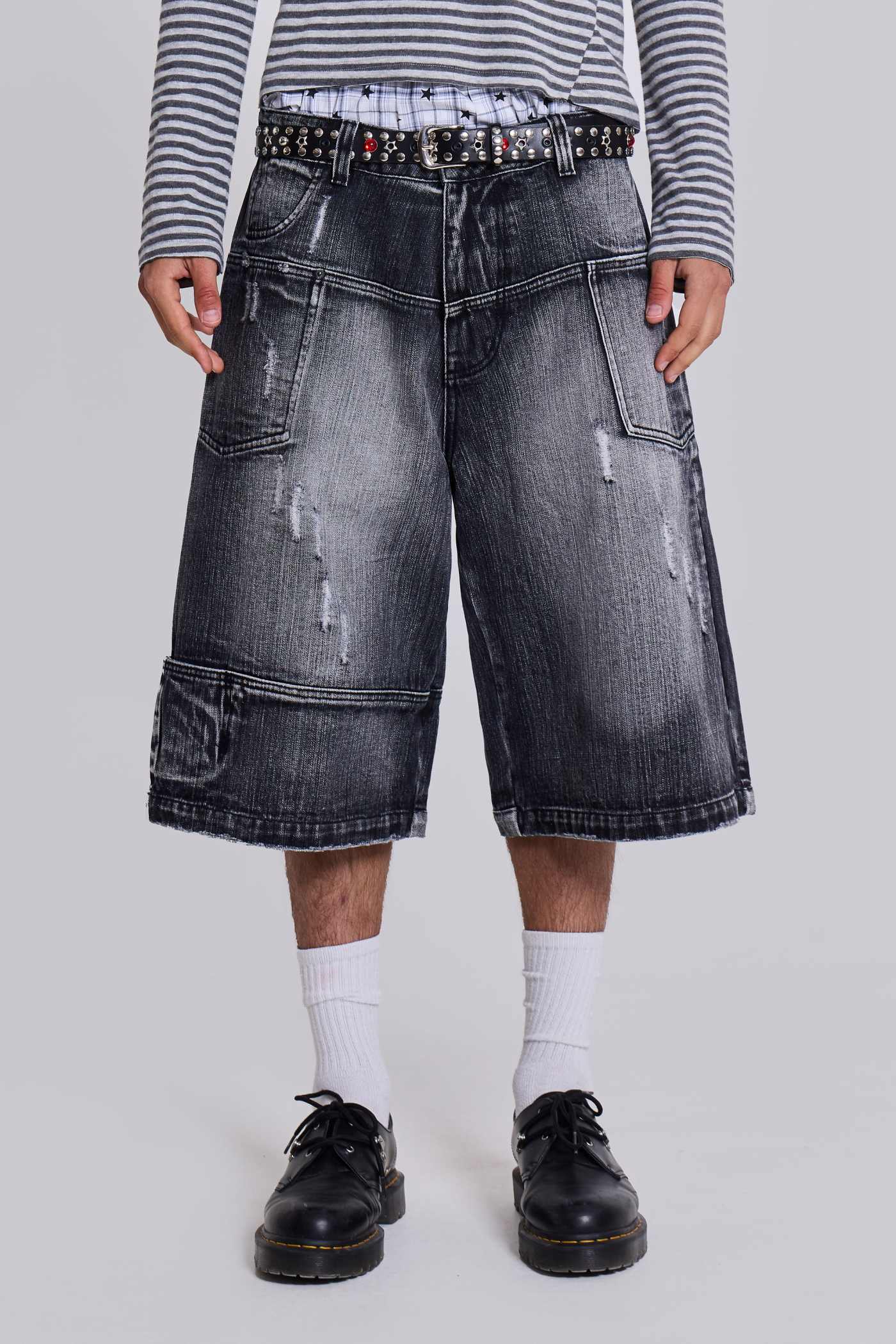 Shop Washed Black Mason Jorts | Jaded London | Clothing