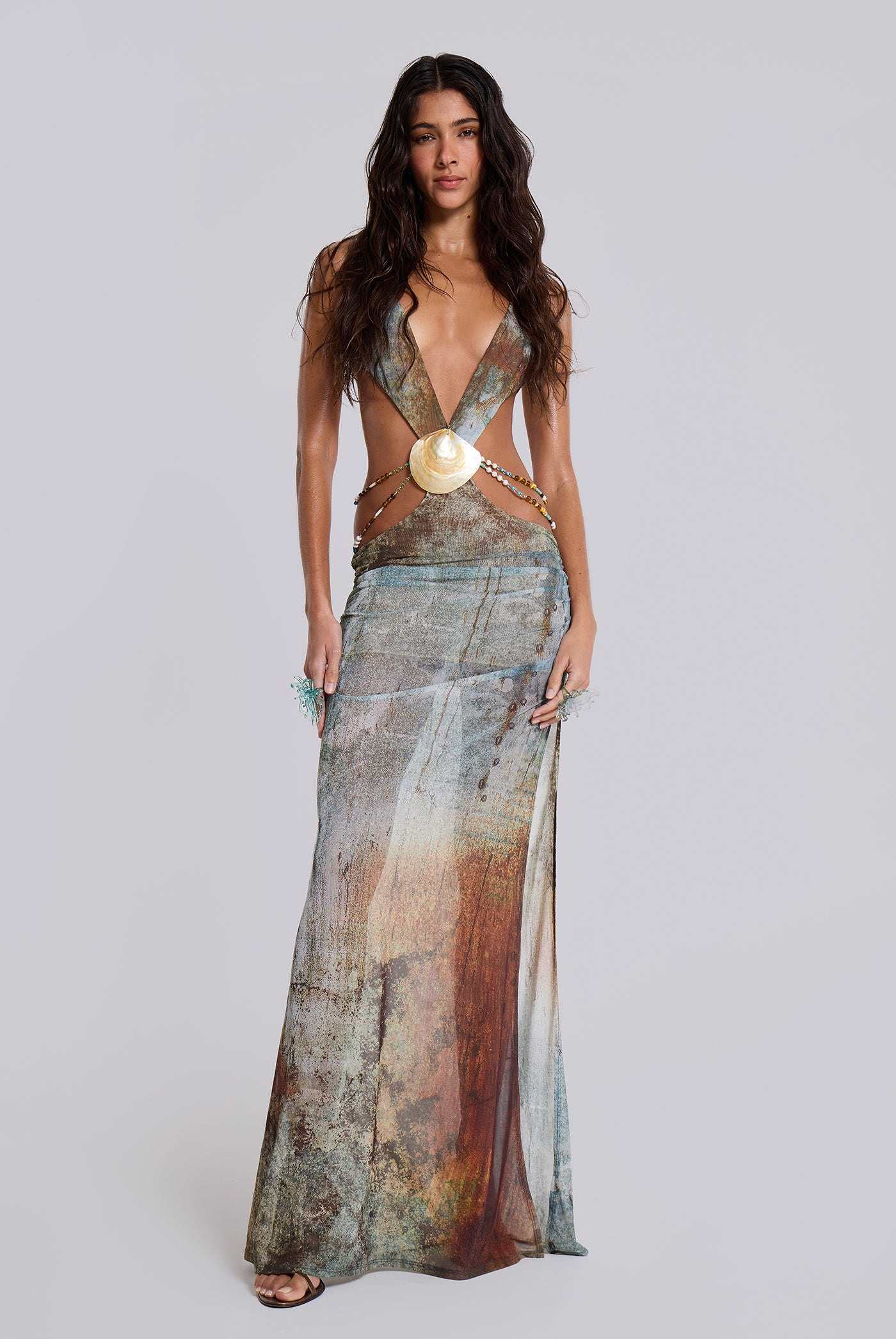 Shop Vida Backless Maxi Dress With Shell Trim | Jaded London | Clothing