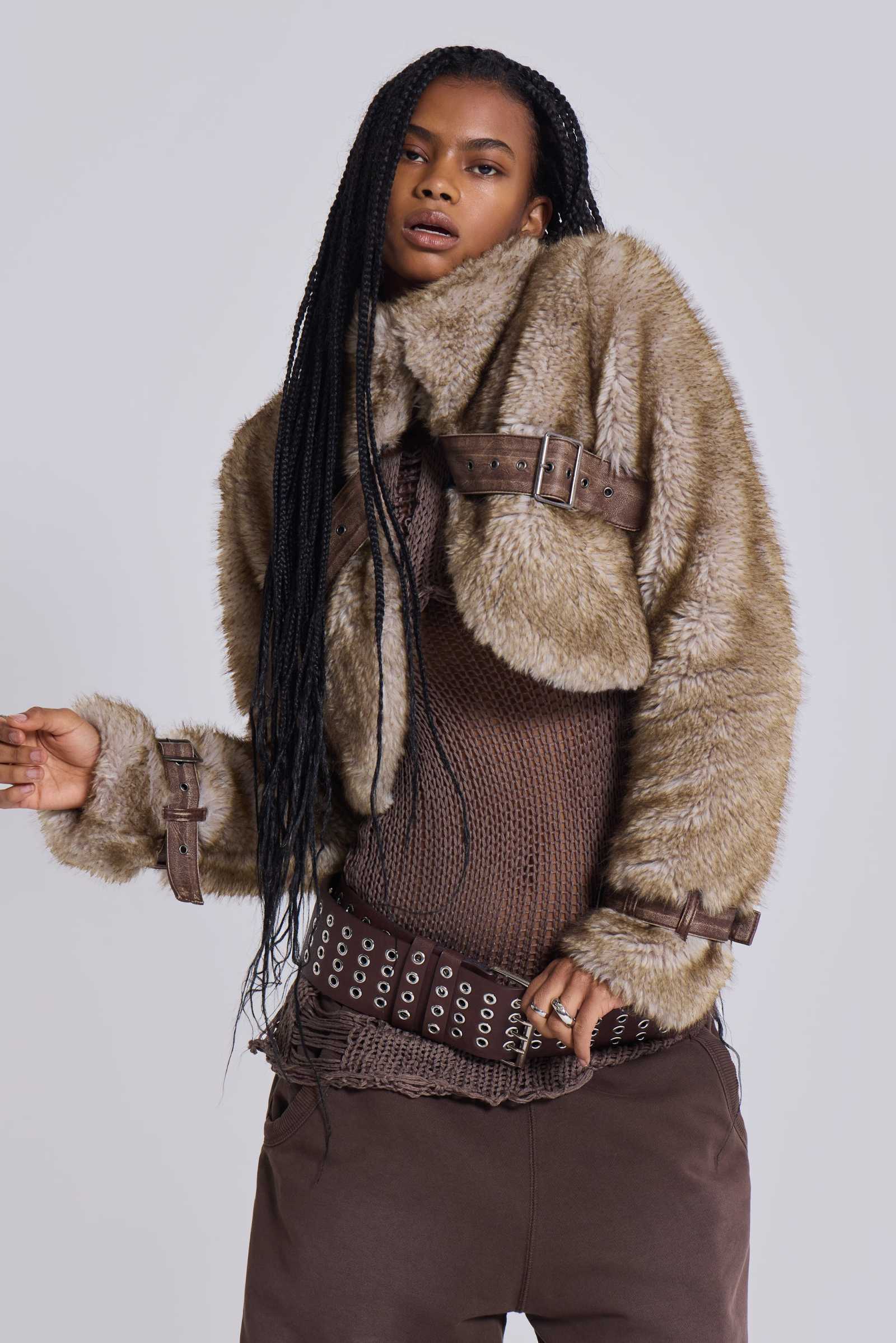 Raven Faux Fur & Leather Crop Jacket | Jaded London | Clothing