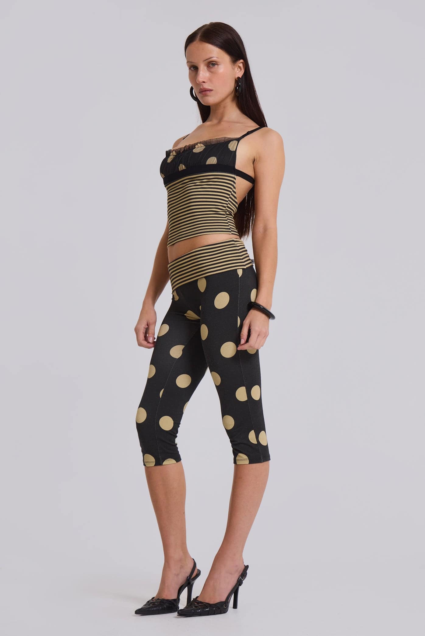 Lola Foldover Capris in Polkadot Stripe | Jaded London | Clothing