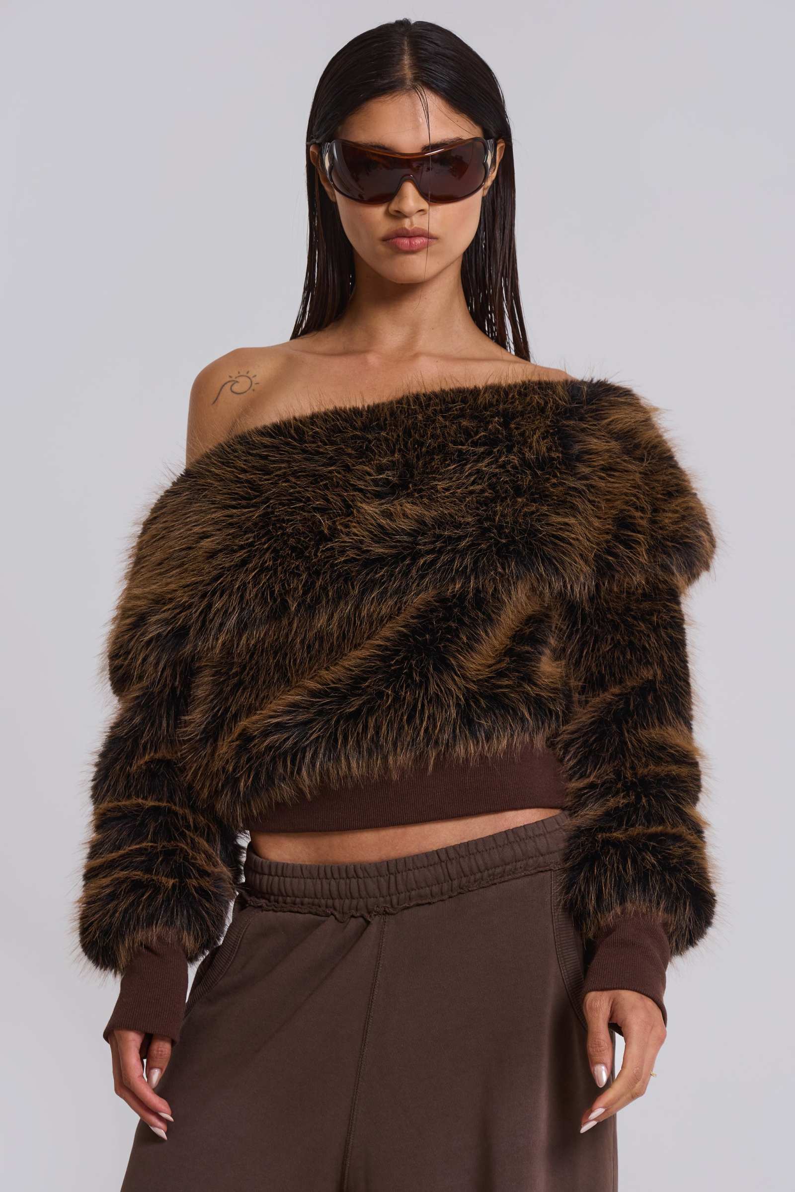 Shop 316 Off The Shoulder Fur Jumper | Jaded London | Clothing