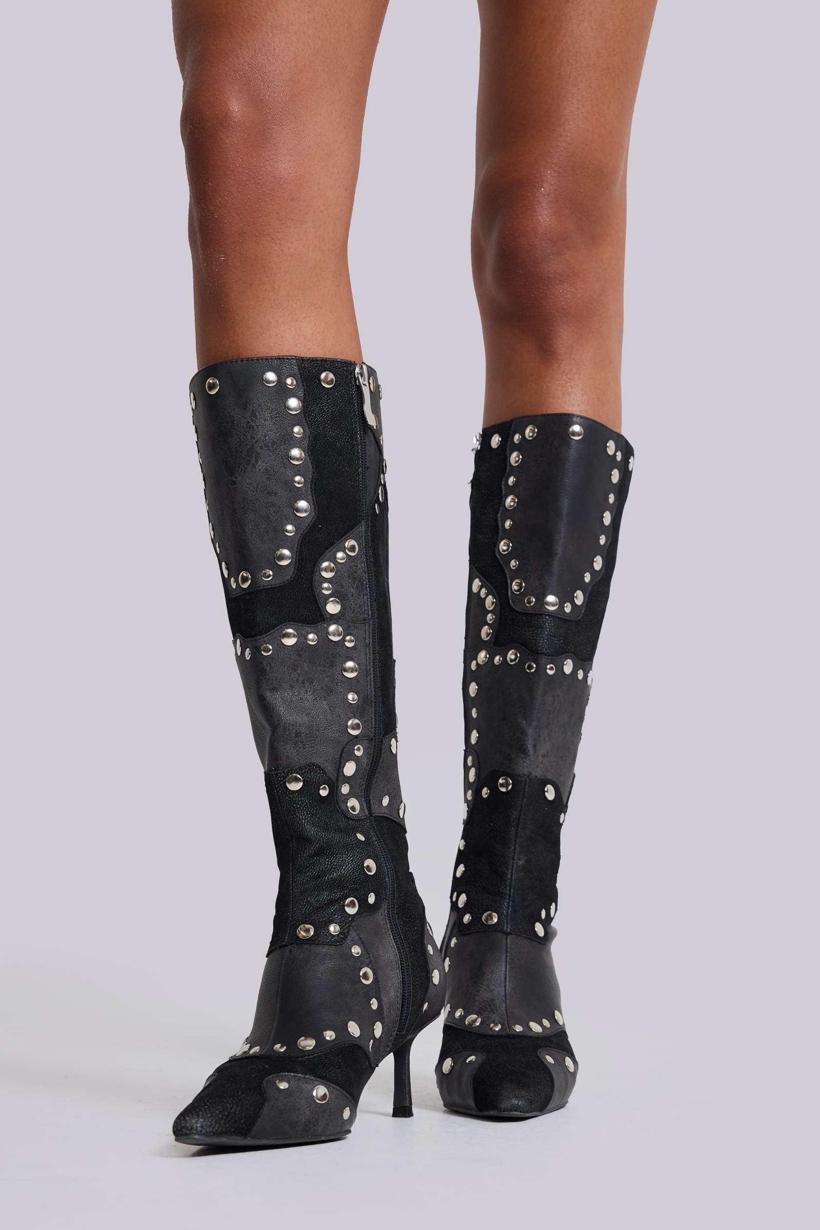 Shadow Studded Knee-High Boot | Jaded London | Clothing