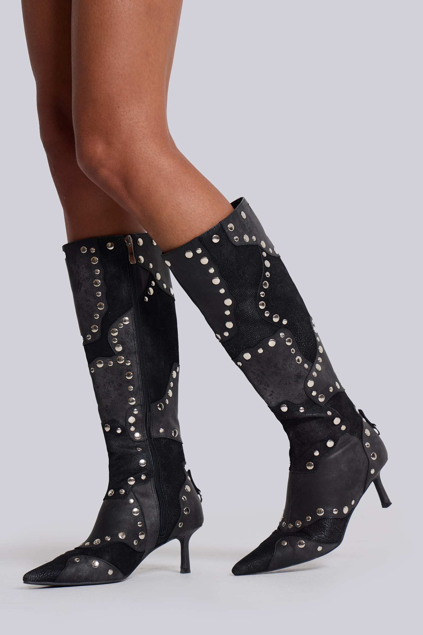 Shadow Studded Knee-High Boot | Jaded London | Clothing