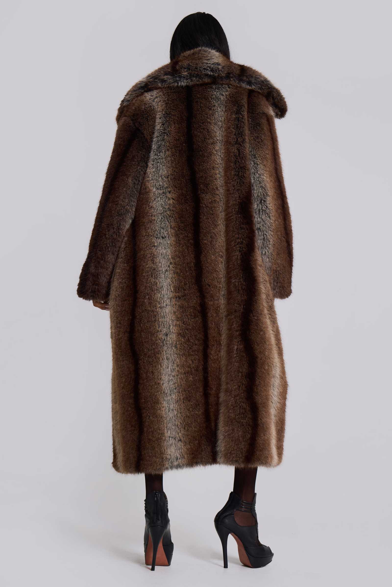 Agyness Brown Faux Fur Coat | Jaded London