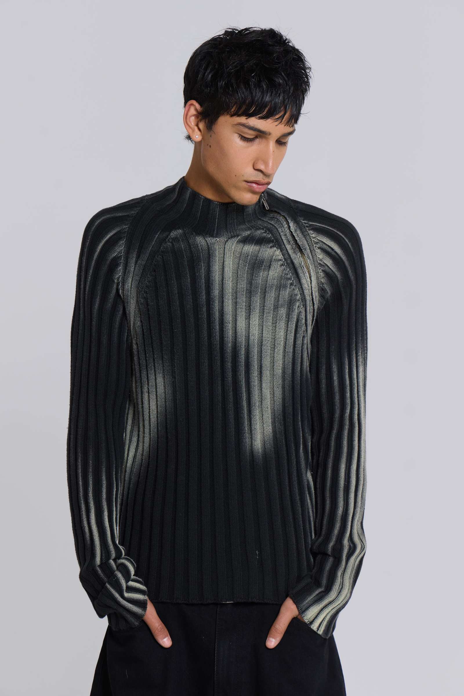 Shop Black Luster Asymmetric Knit | Jaded London | Clothing