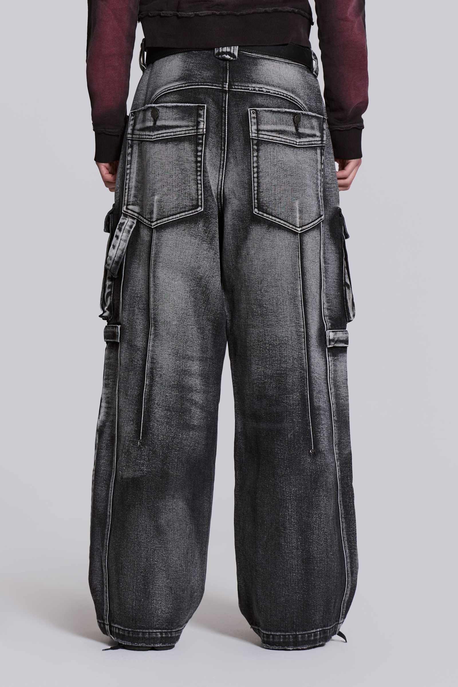 Shop Washed Black Apex Denim Cargos | Jaded London | Clothing