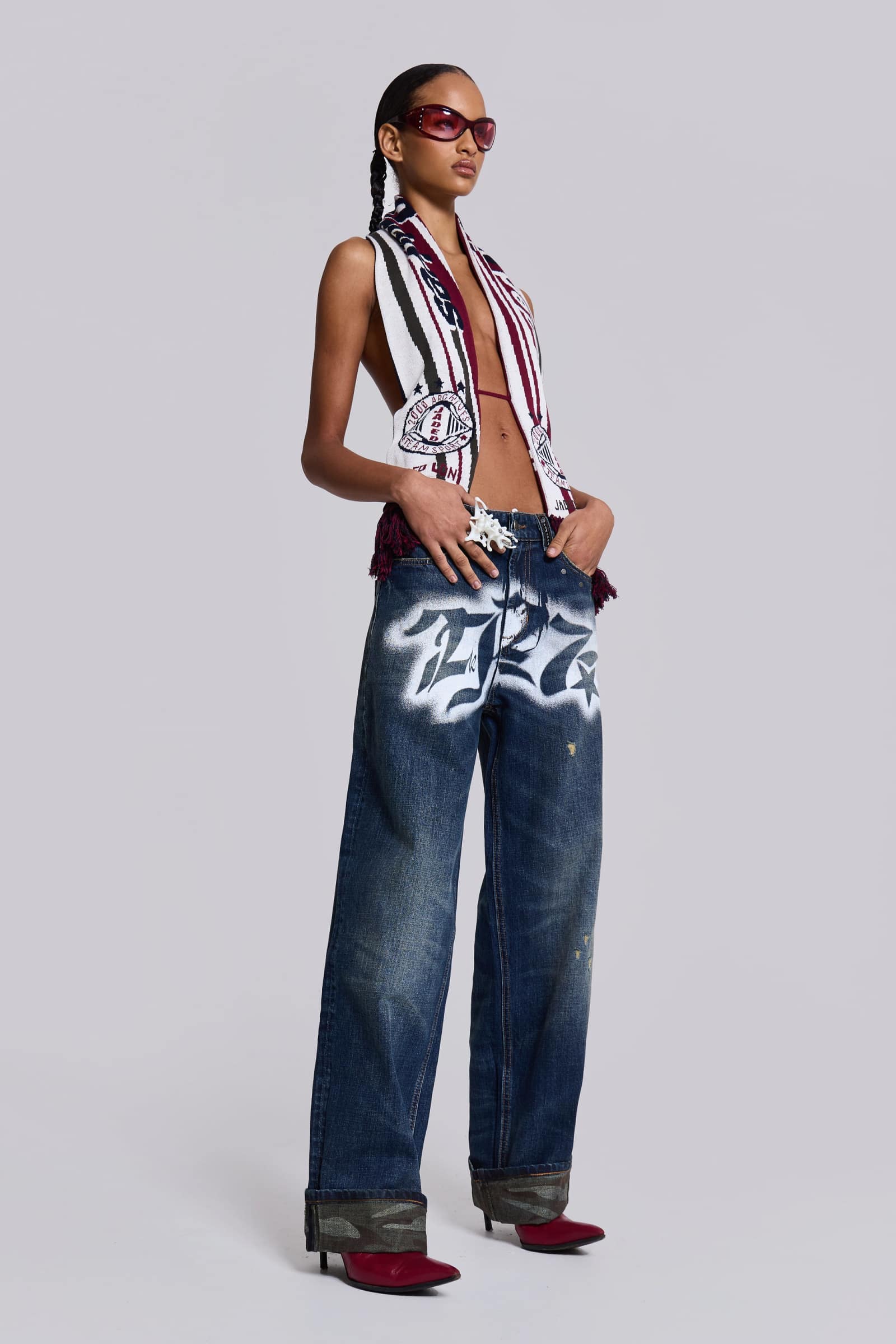 Shop Merch 3-in-1 Backless Football Scarf Top | Jaded London | Clothing