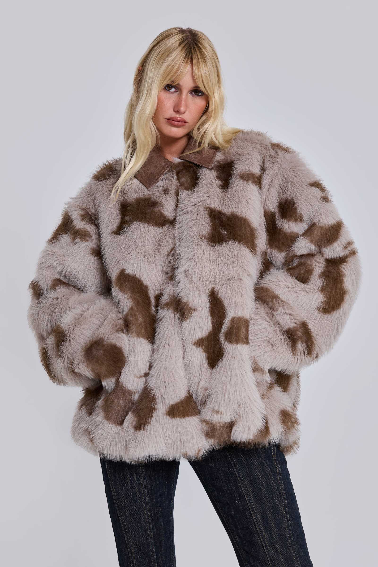 Lorax Cow Faux Fur Jacket | Jaded London | Clothing