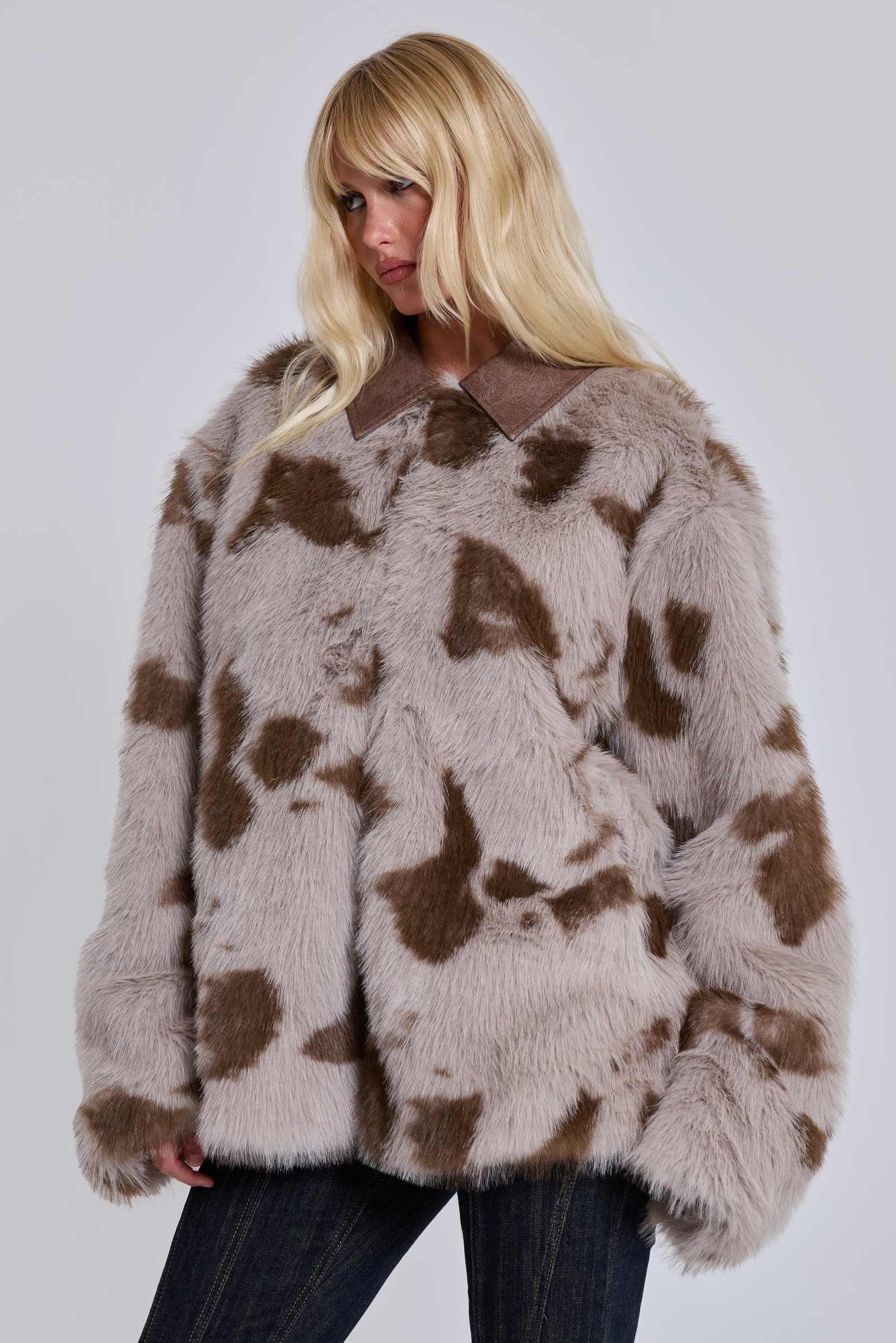 Lorax Cow Faux Fur Jacket | Jaded London | Clothing