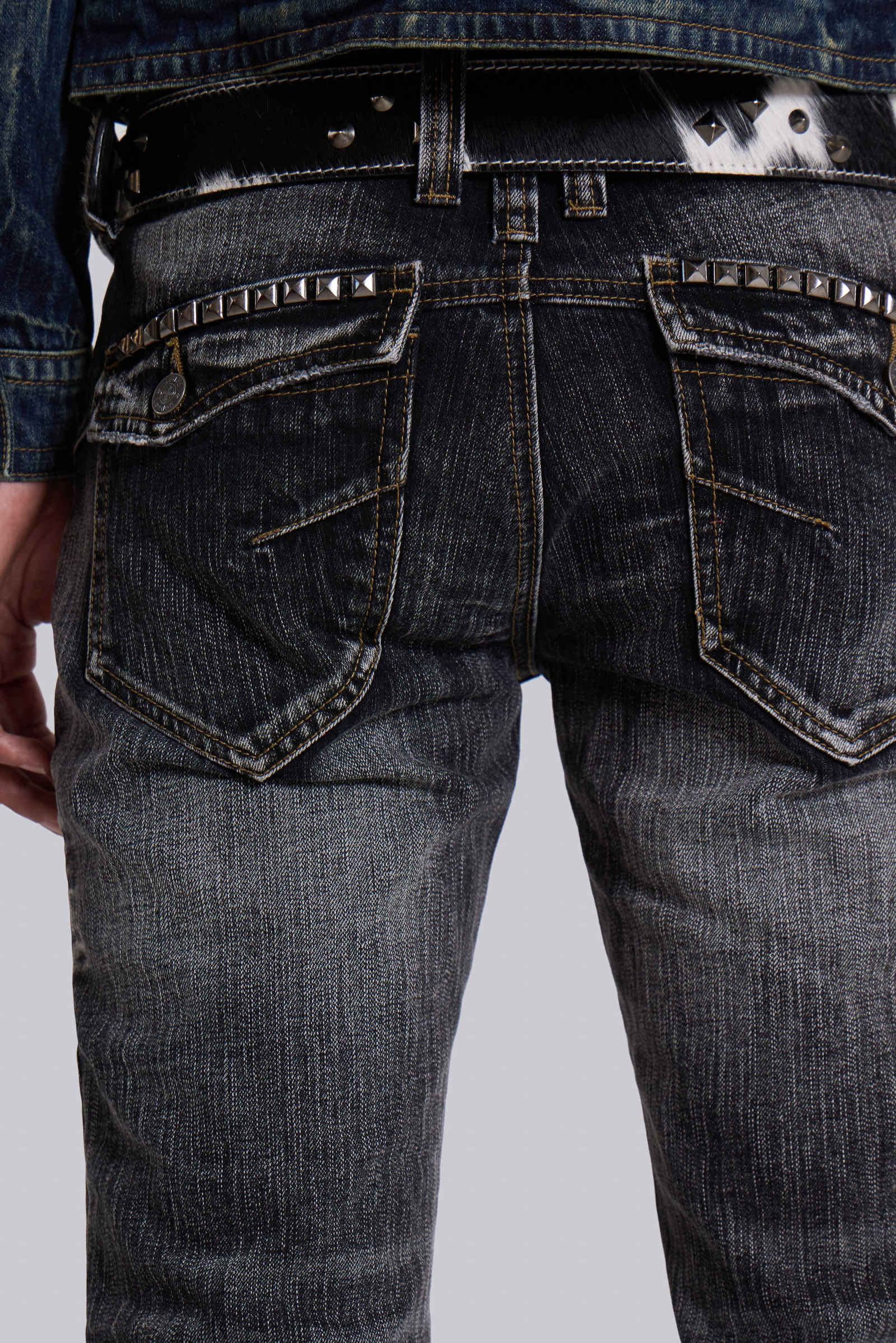 Washed Black Laced Bootcut Jeans | Jaded Man