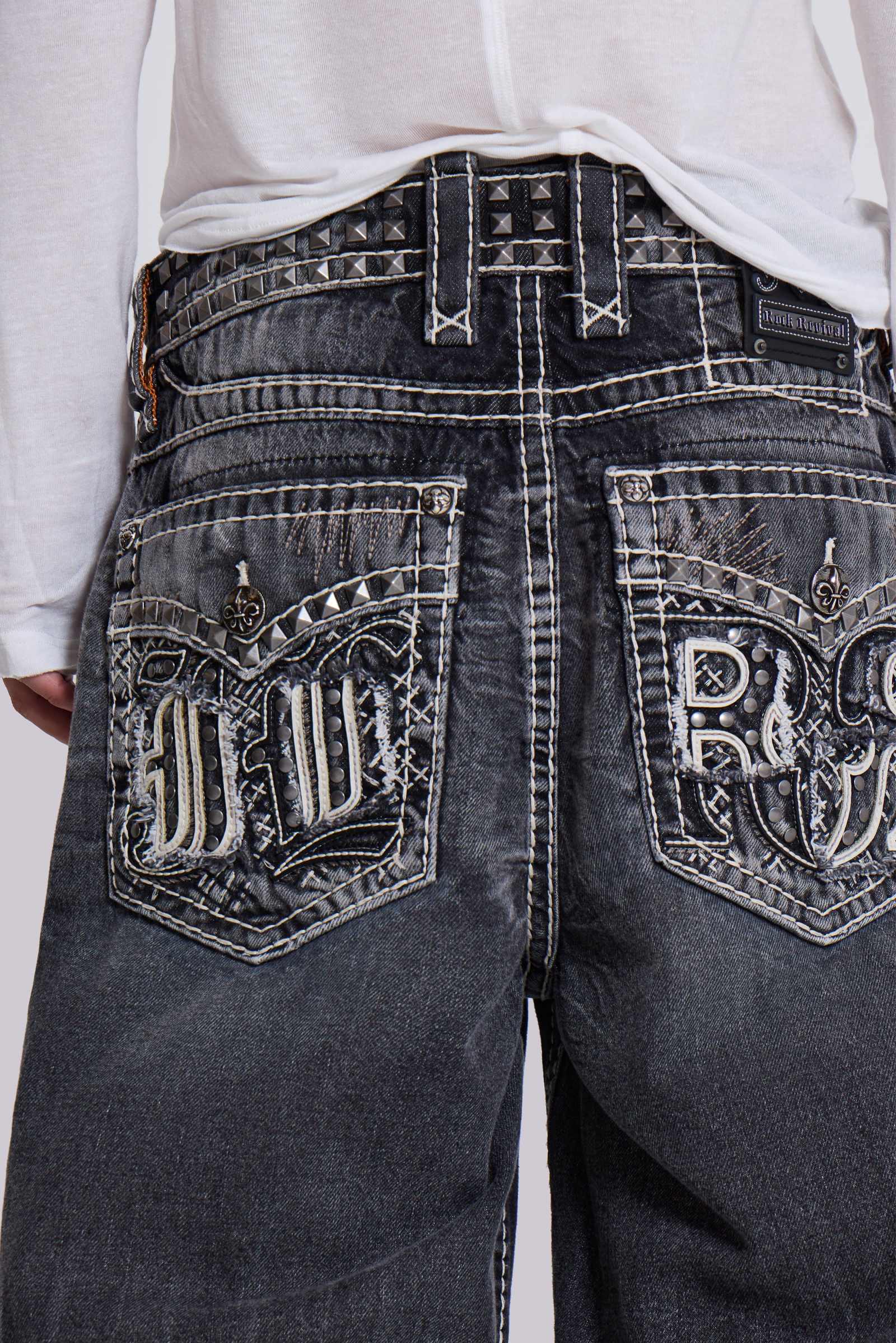 Rock Revival Axel Colossus Jeans in Washed Black | Jaded London | Clothing