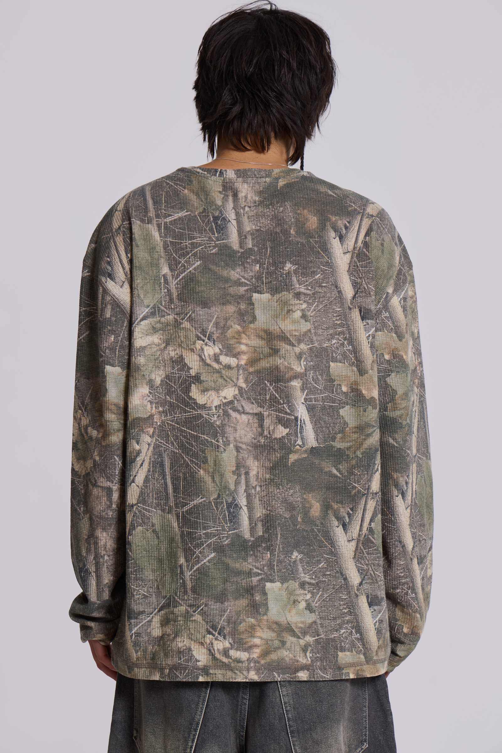 Shop Woodland Camo Waffle Long Sleeve Top | Jaded London | Clothing