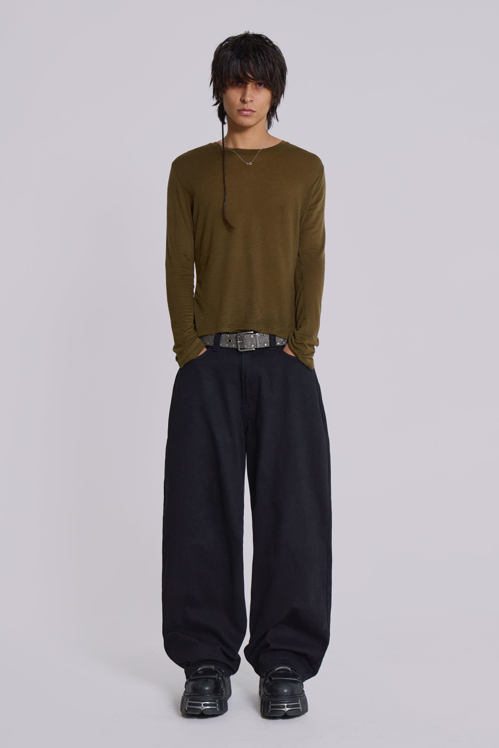 Khaki Mist Long Sleeve Top | Jaded London | Clothing