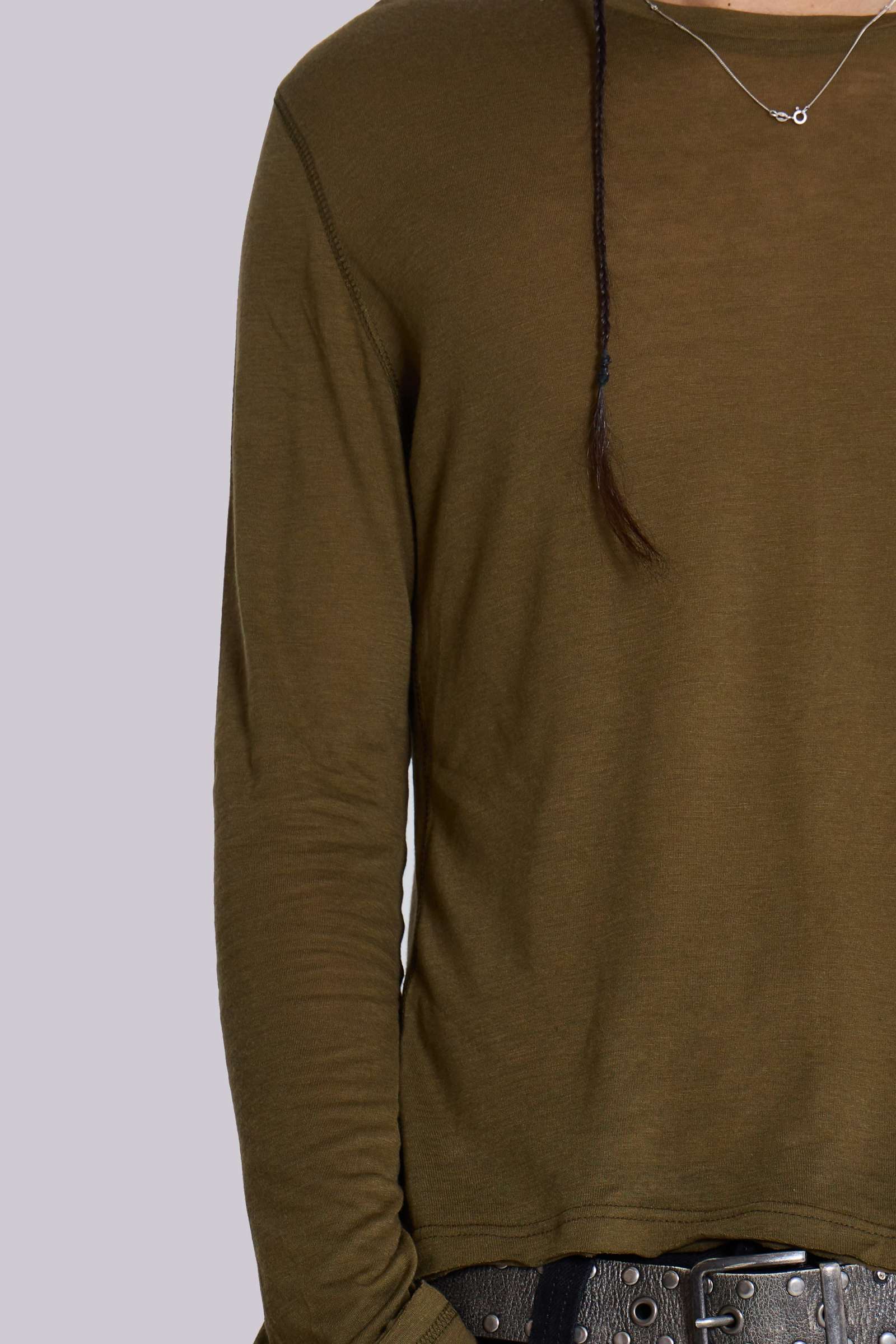 Khaki Mist Long Sleeve Top | Jaded London | Clothing