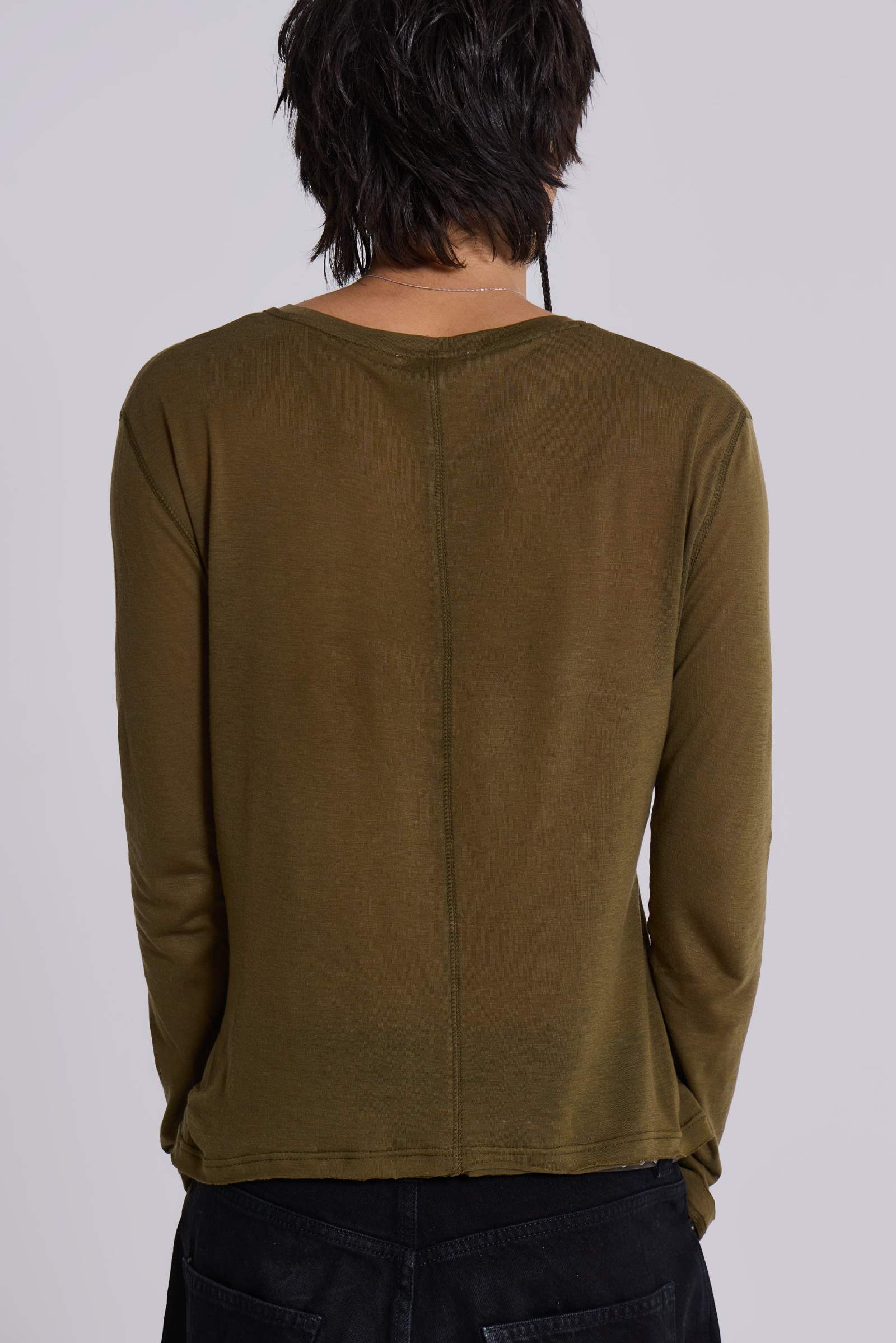 Khaki Mist Long Sleeve Top | Jaded London | Clothing