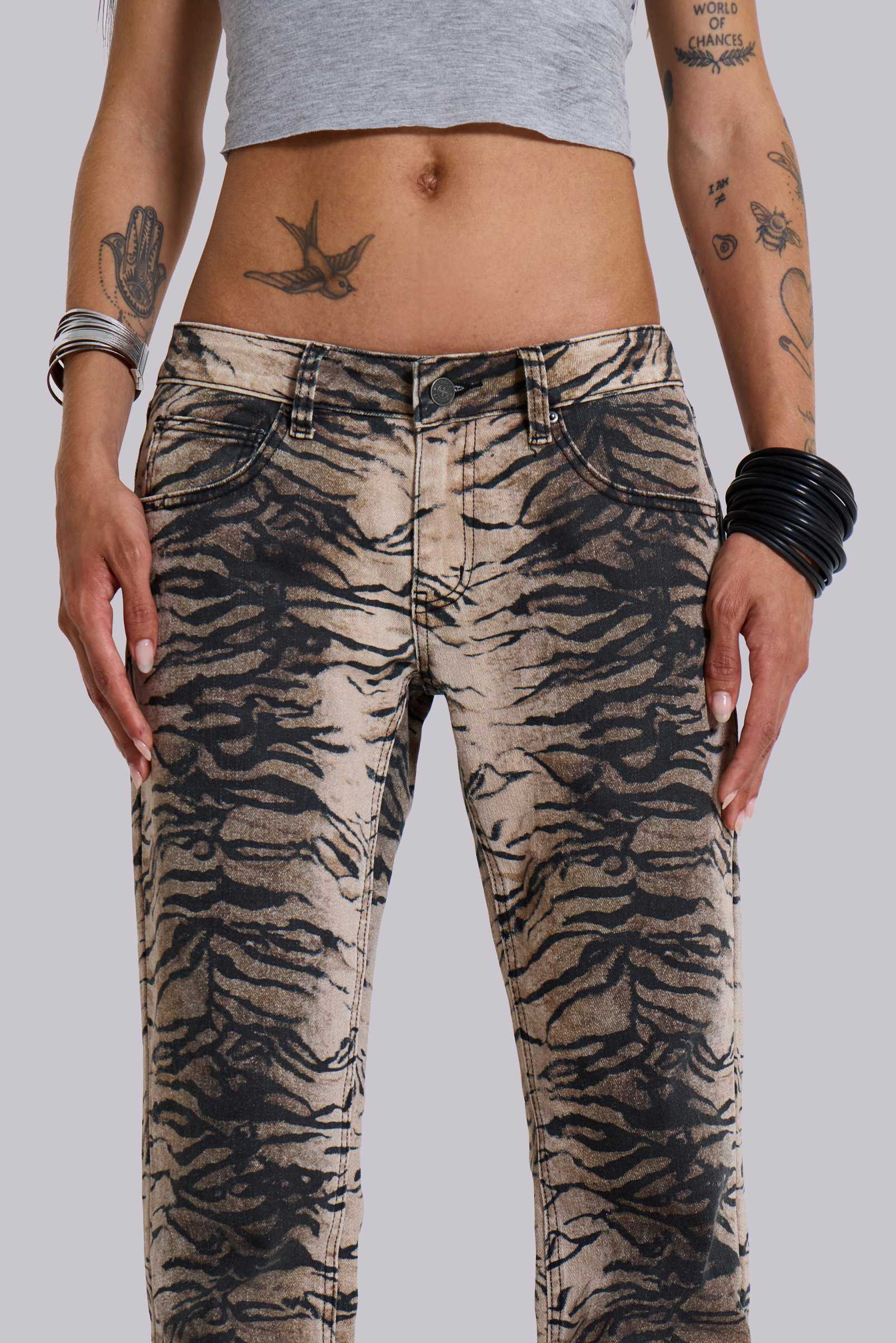 Shop Leona Tiger Bootcut Jeans | Jaded London | Clothing
