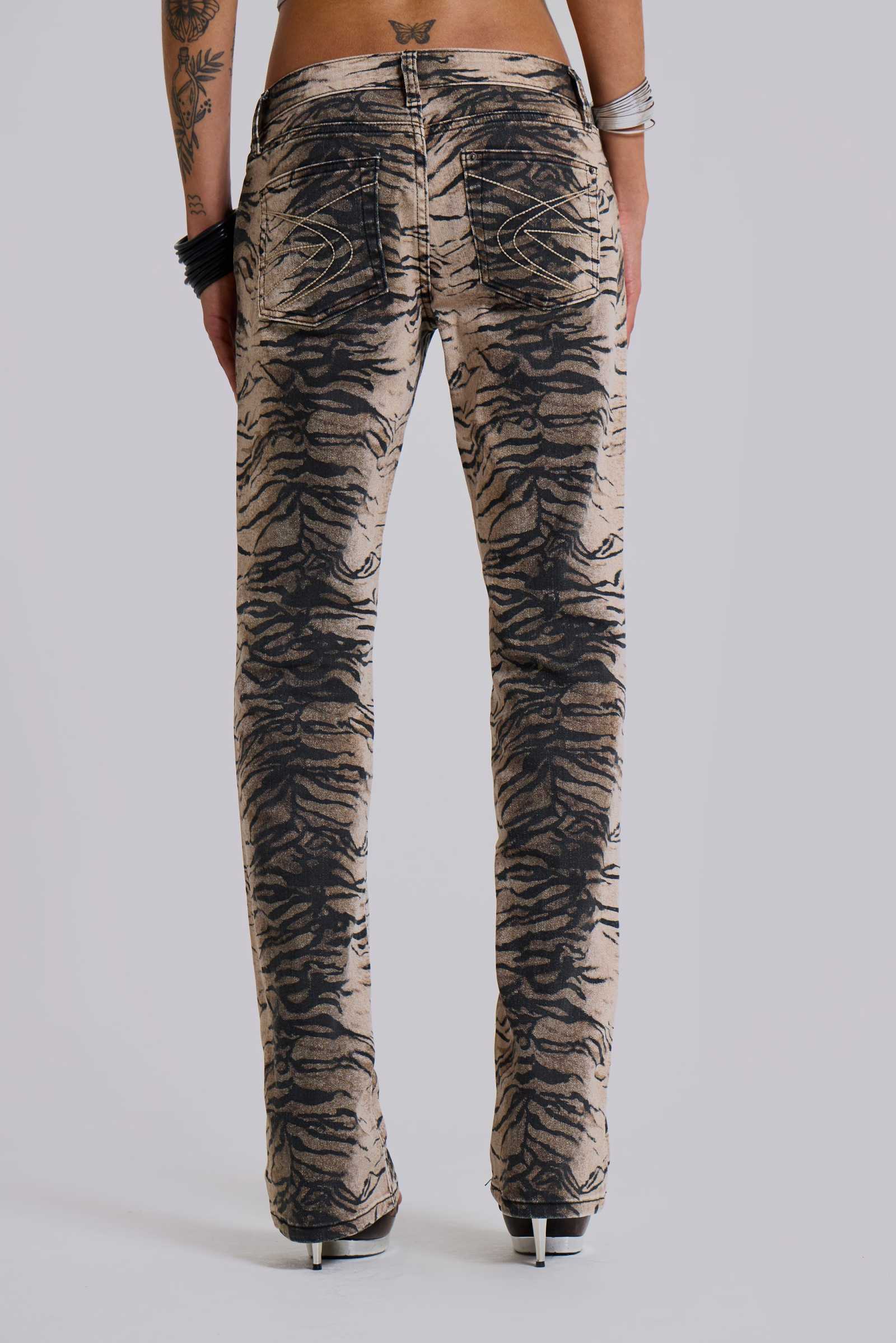 Shop Leona Tiger Bootcut Jeans | Jaded London | Clothing