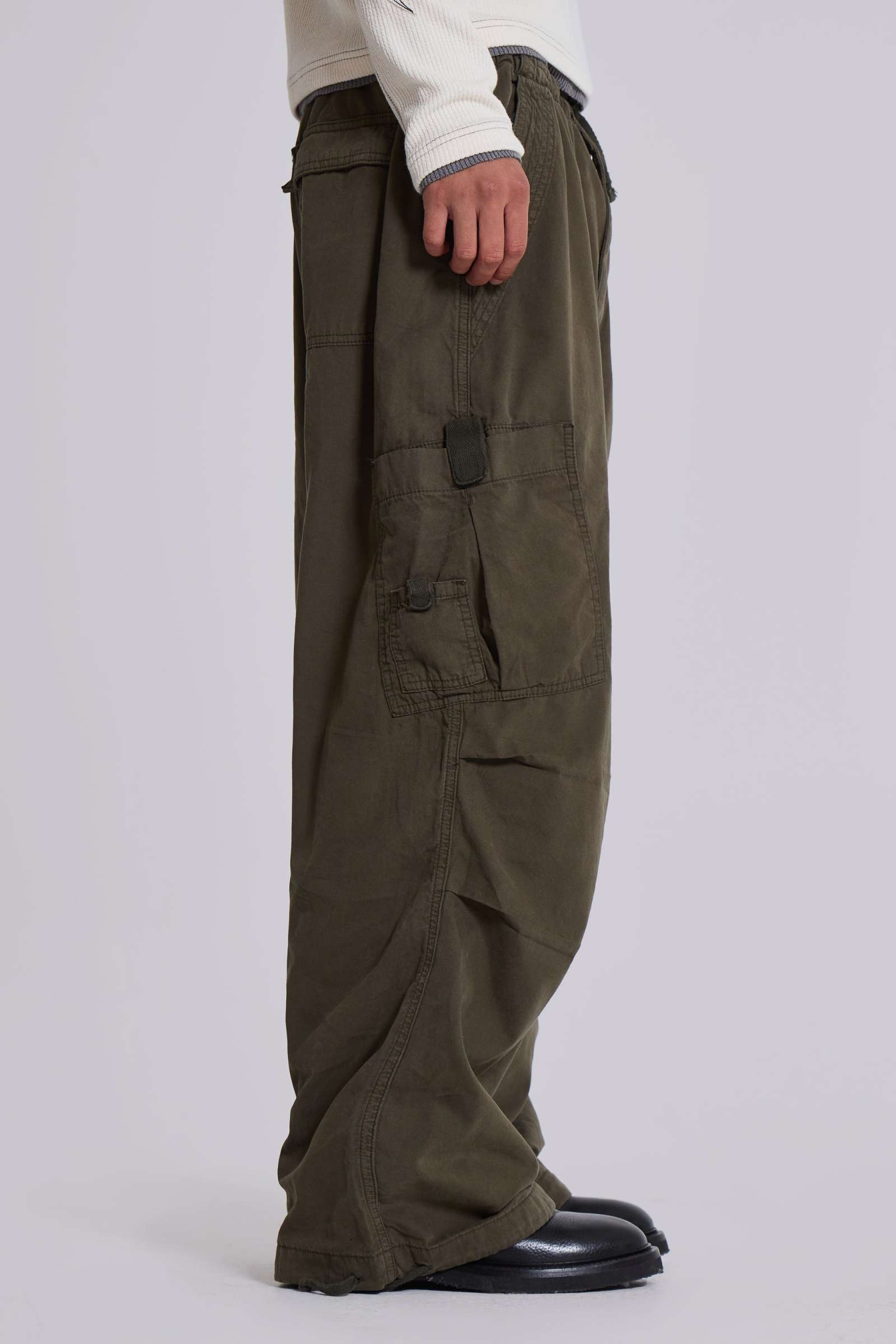 Shop Khaki Parachute Cargo Pants | Jaded London | Clothing