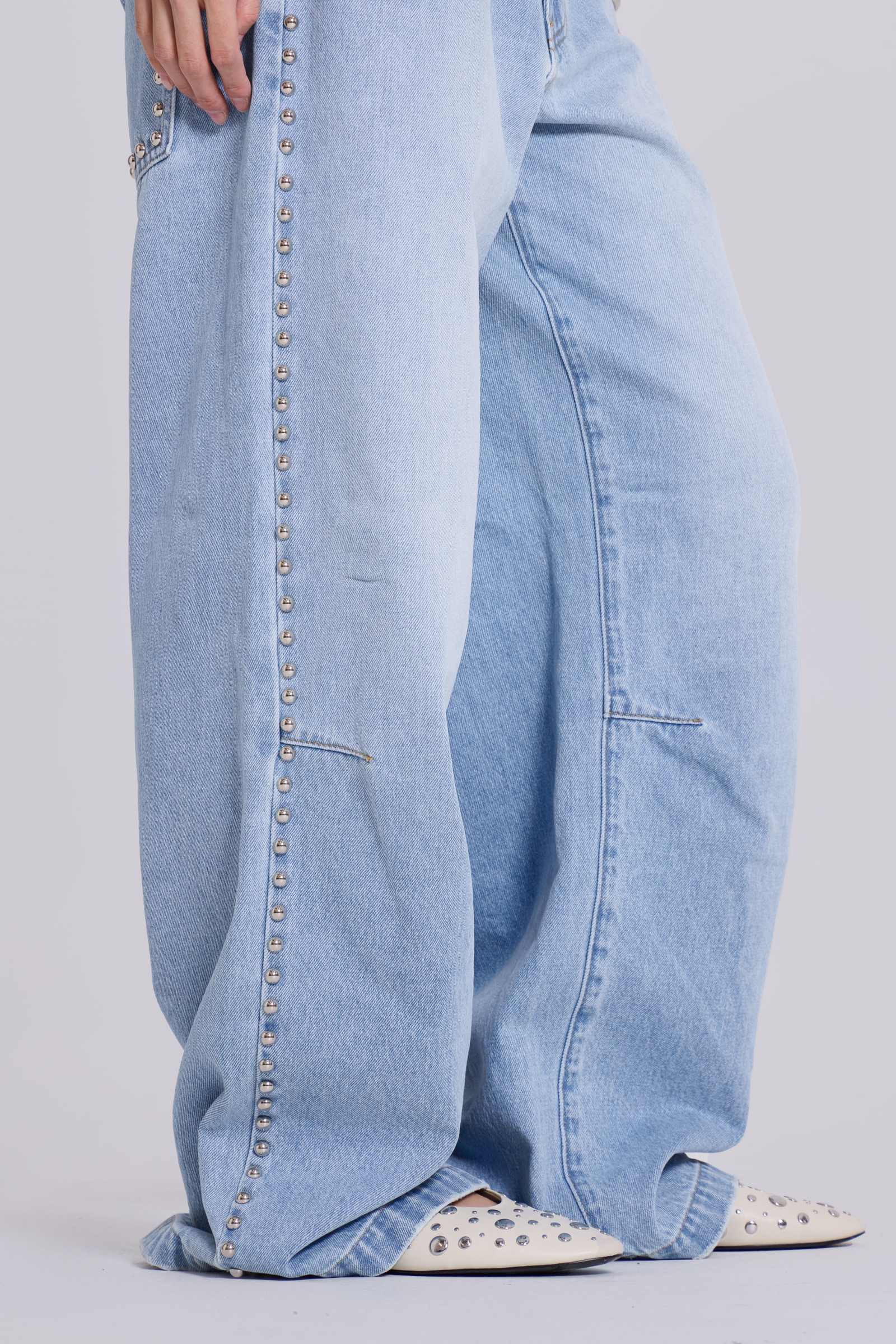 Nailed Studded Colossus Jeans in Light Blue Wash | Jaded London | Clothing
