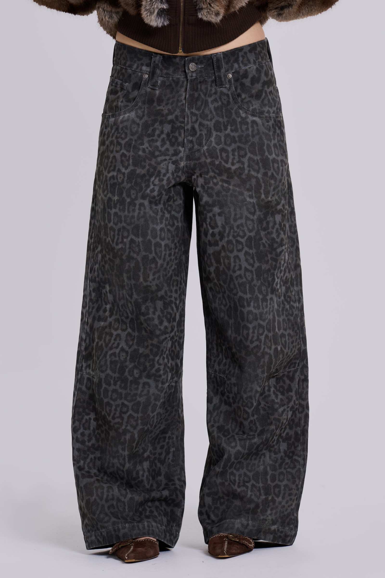 Charcoal Leopard Fade Colossus Jeans | Jaded London | Clothing