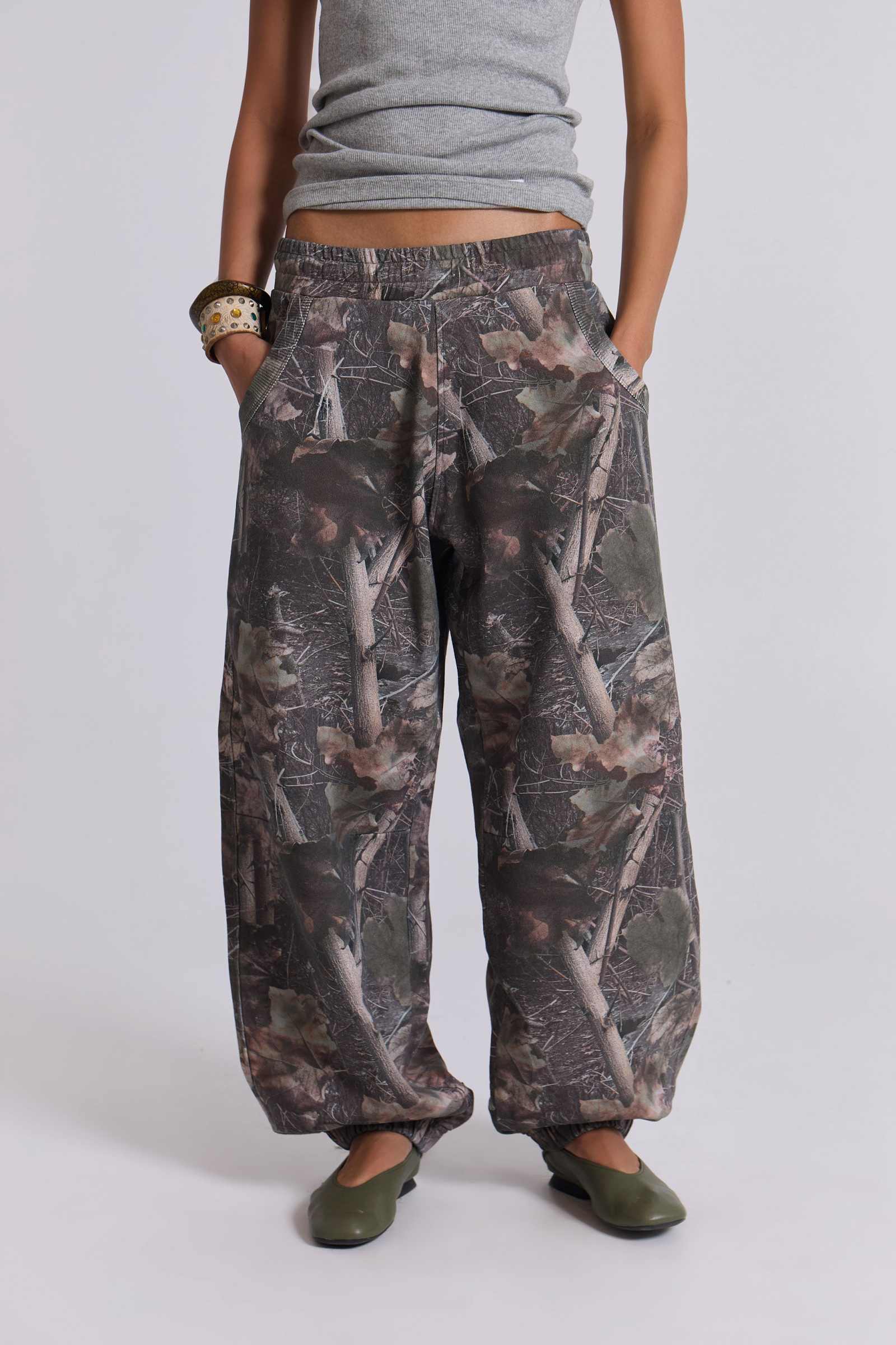 Woodland Camo Baggy Cuffed Monster Joggers | Jaded London | Clothing
