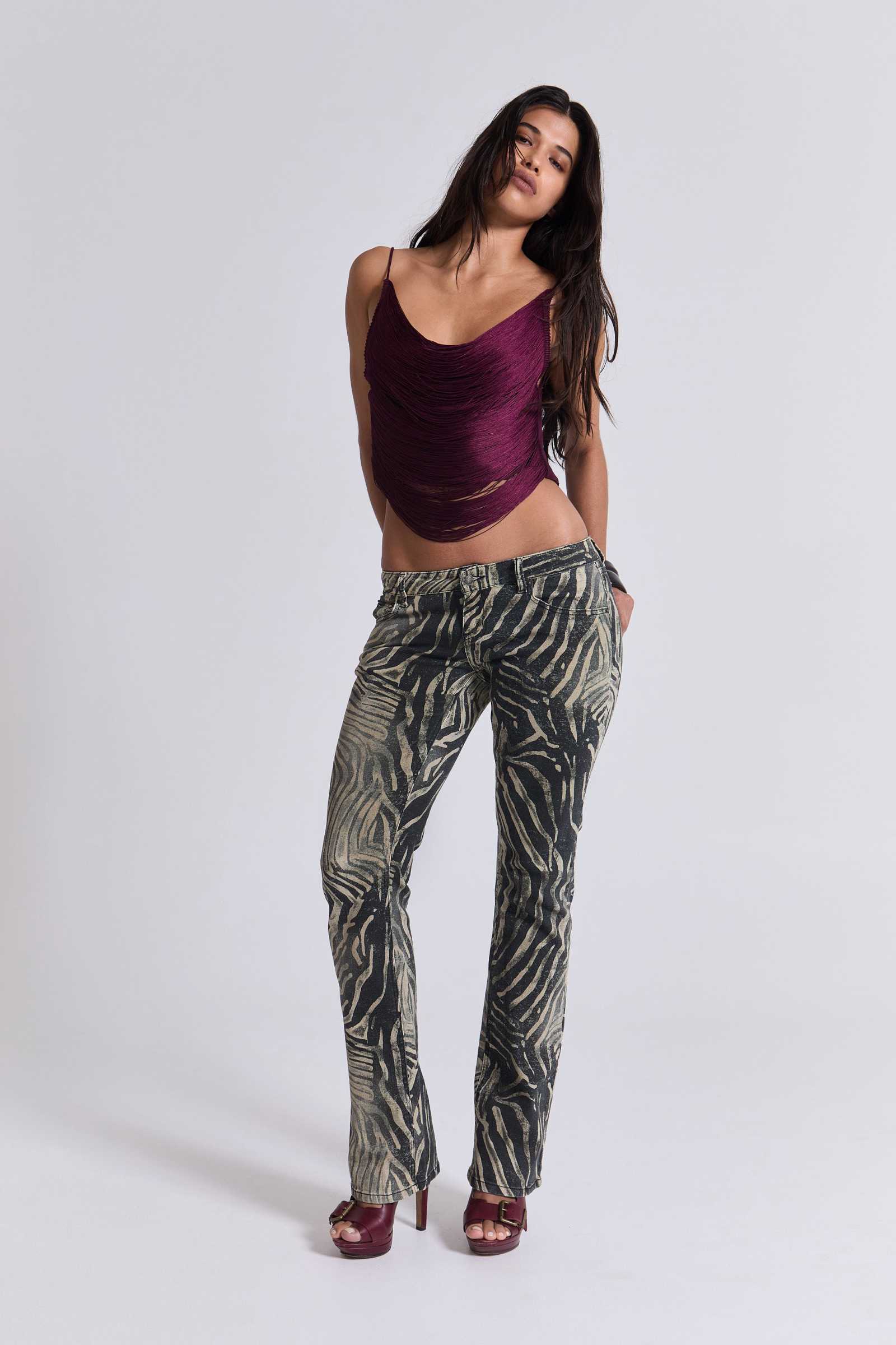 Leona Bootcut Cooper Jeans in Zebra | Jaded London | Clothing