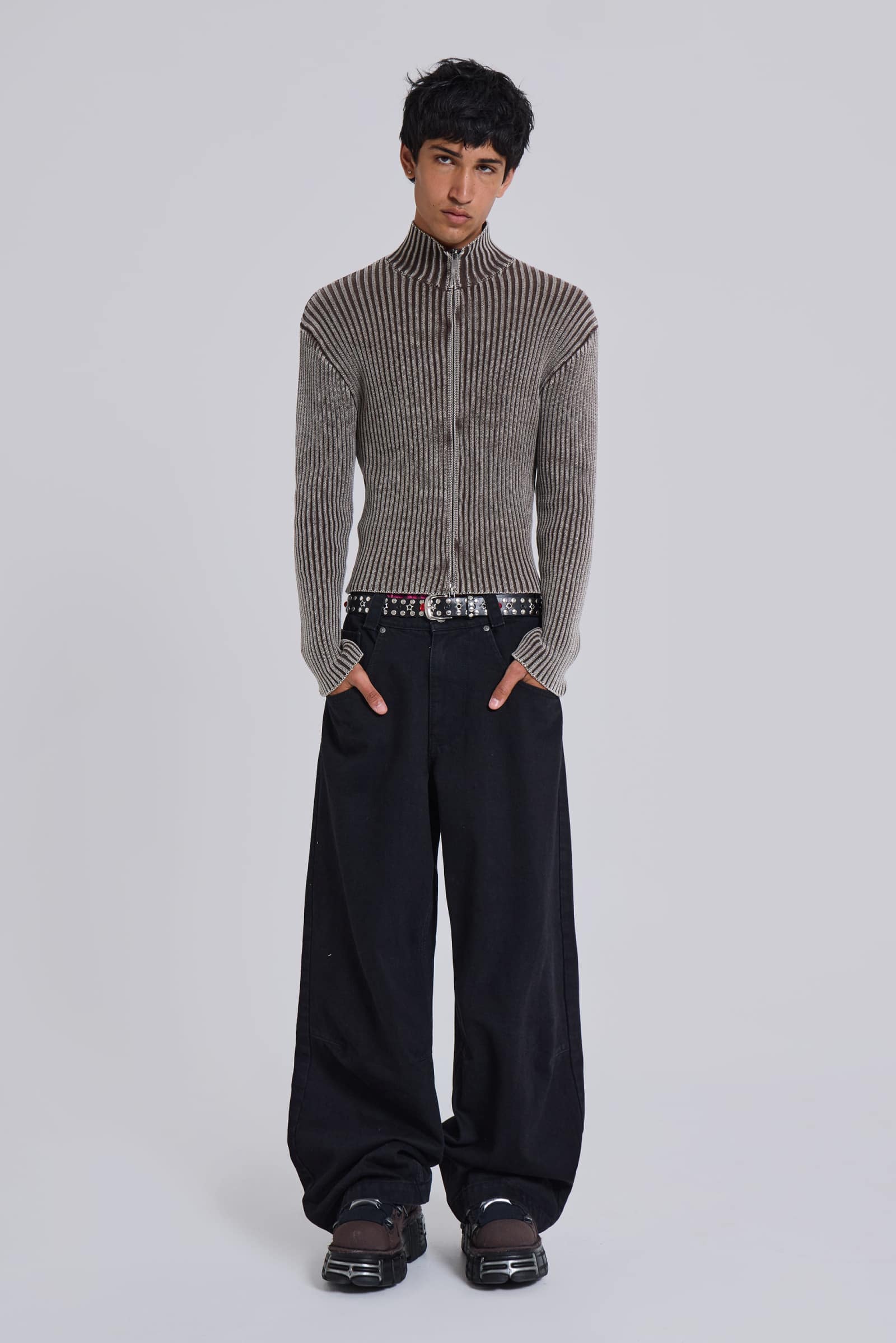 Shop Solid Black Low Rise Colossus Jeans | Jaded London | Clothing