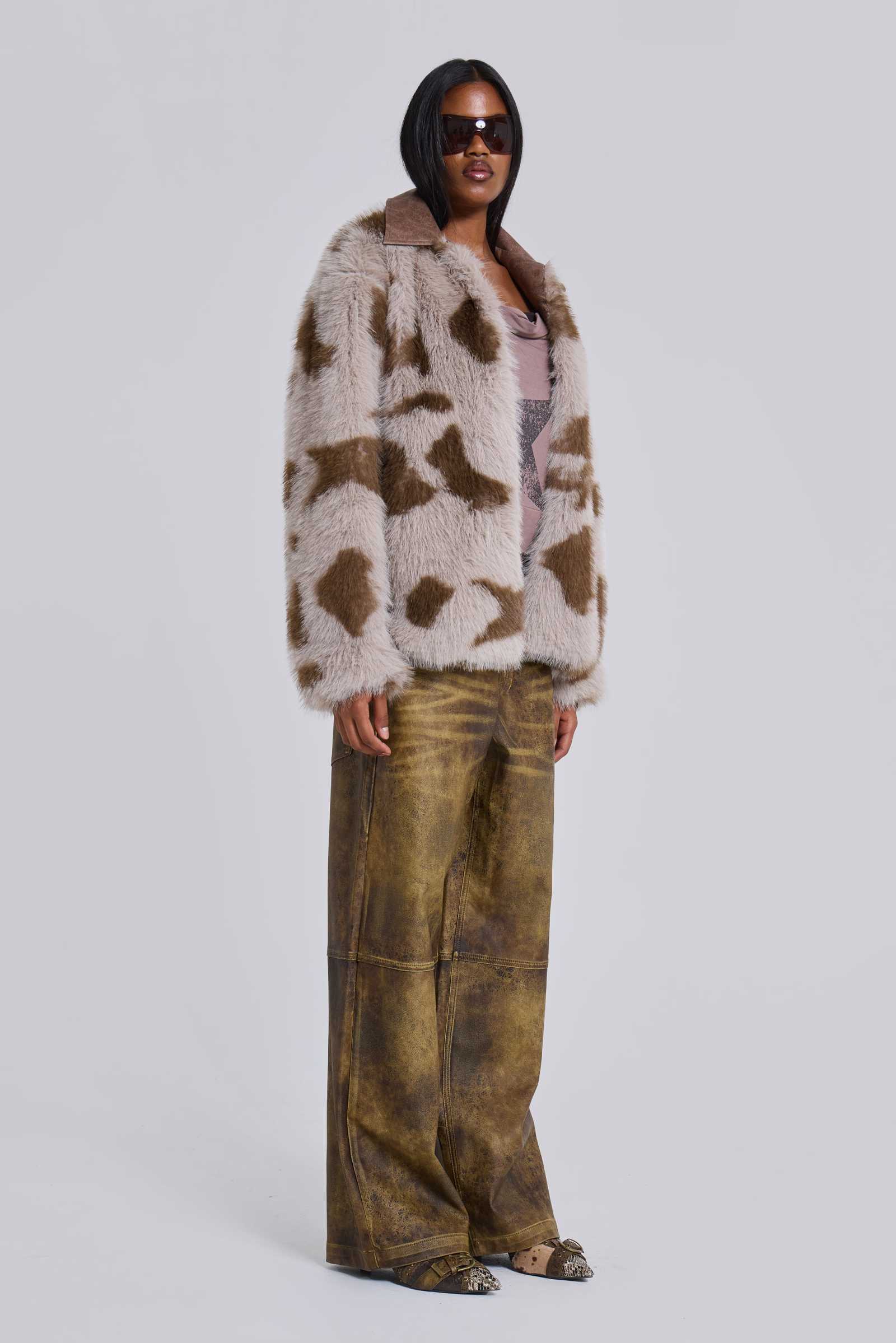 Lorax Cow Faux Fur Jacket | Jaded London | Clothing