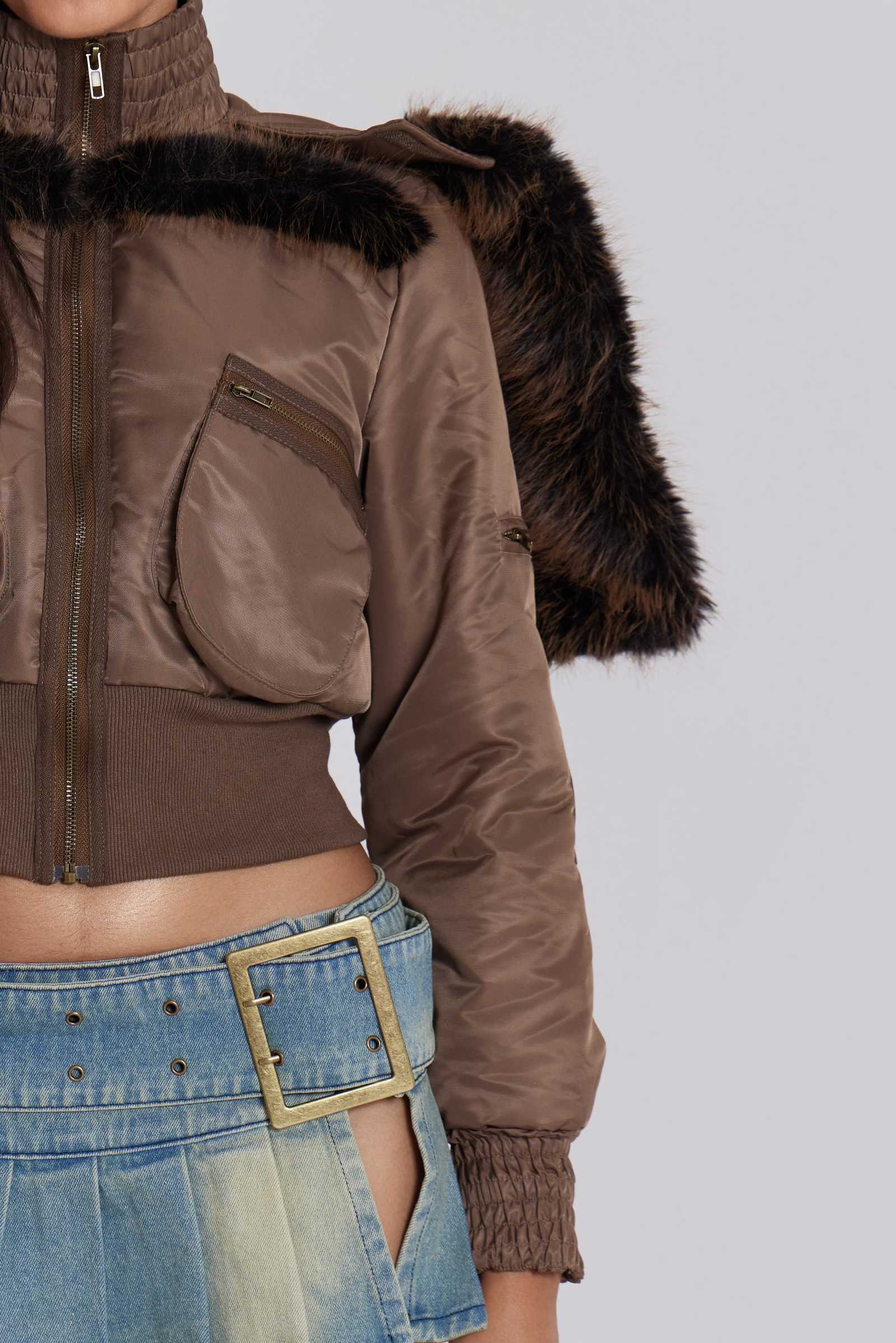 Shop Lennux Faux Fur Bomber Jacket | Jaded London | Clothing