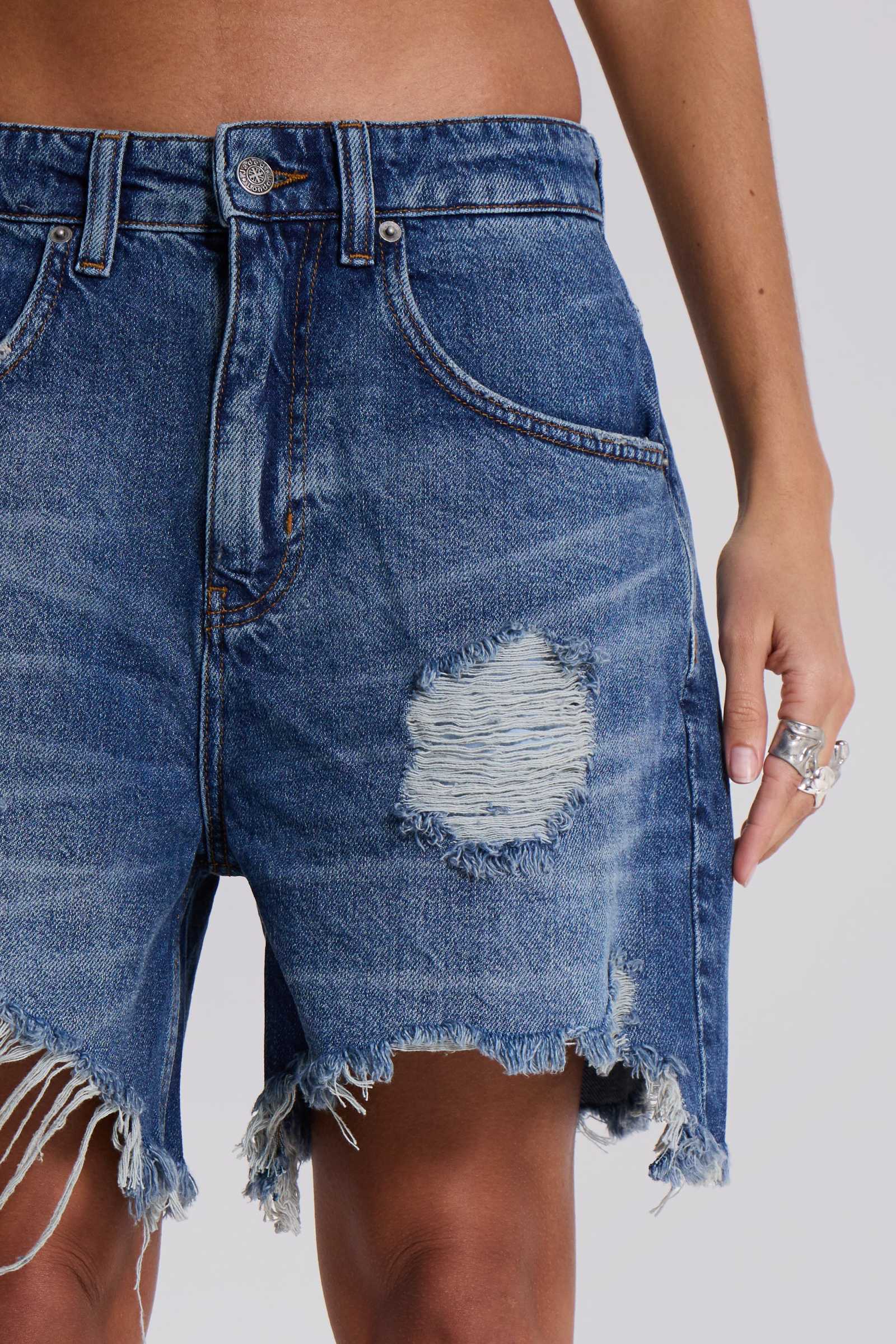 Shop Mid Blue Revenge Jorts | Jaded London | Clothing