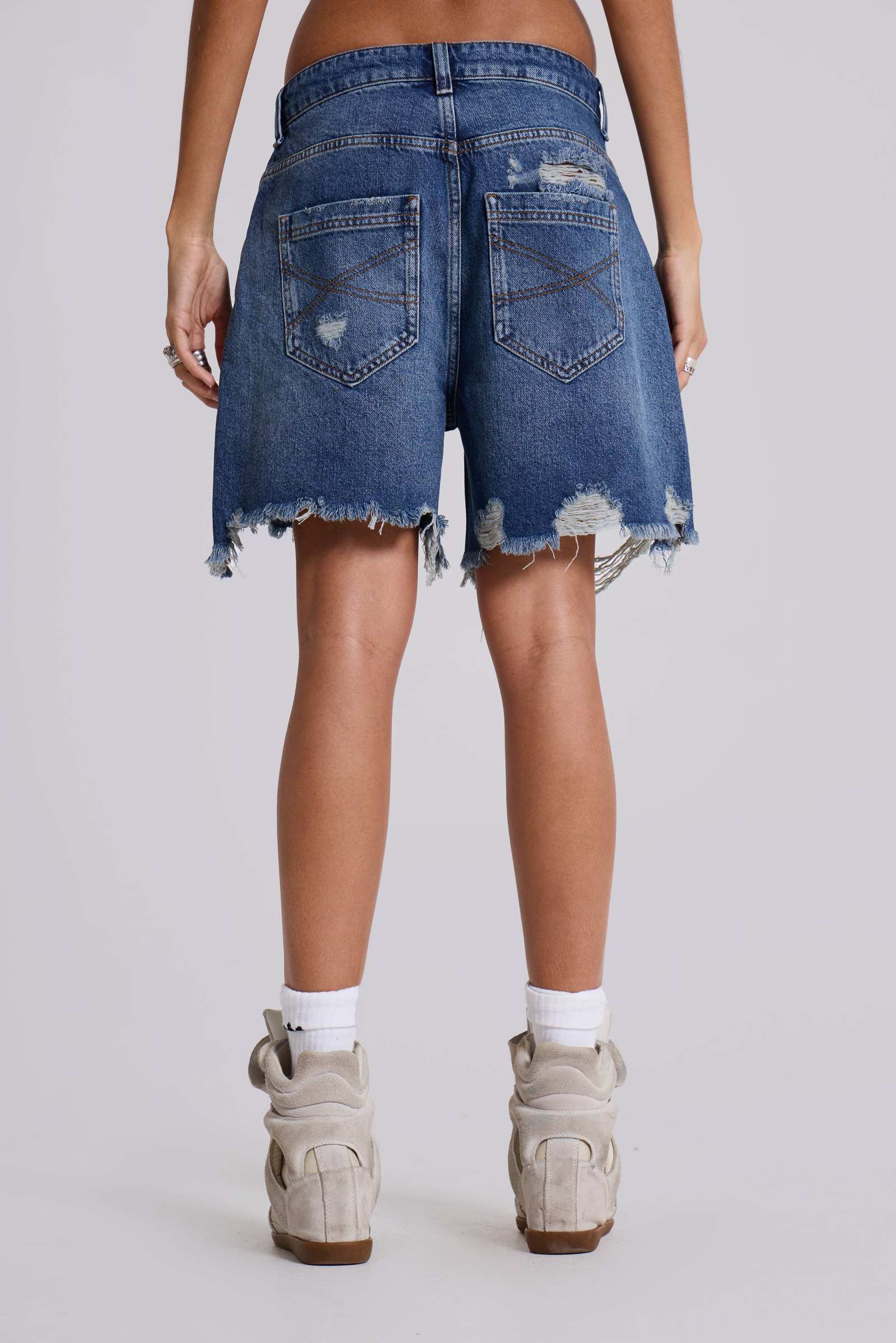 Shop Mid Blue Revenge Jorts | Jaded London | Clothing