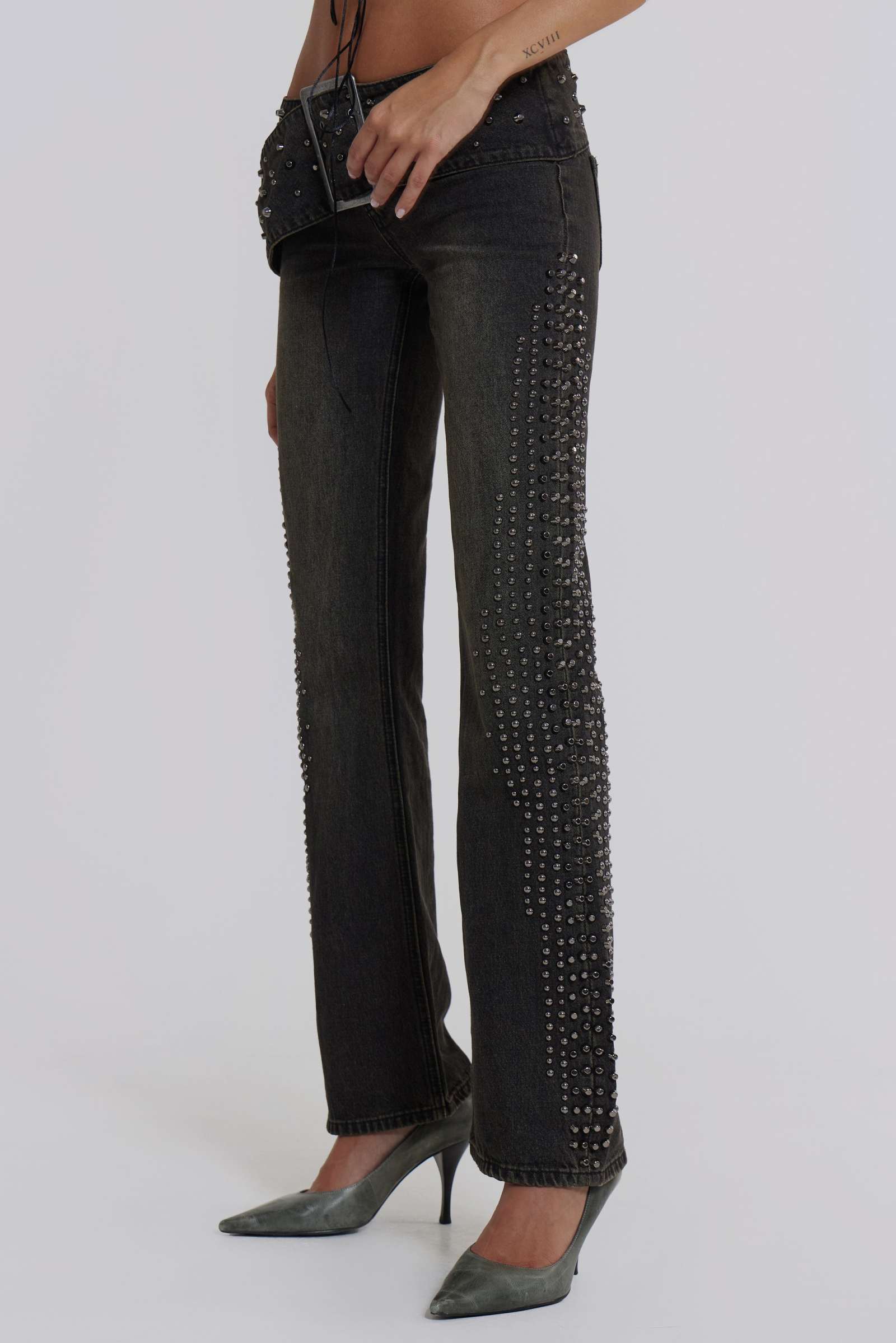 Shop Studded Up Denim Jeans | Jaded London | Clothing