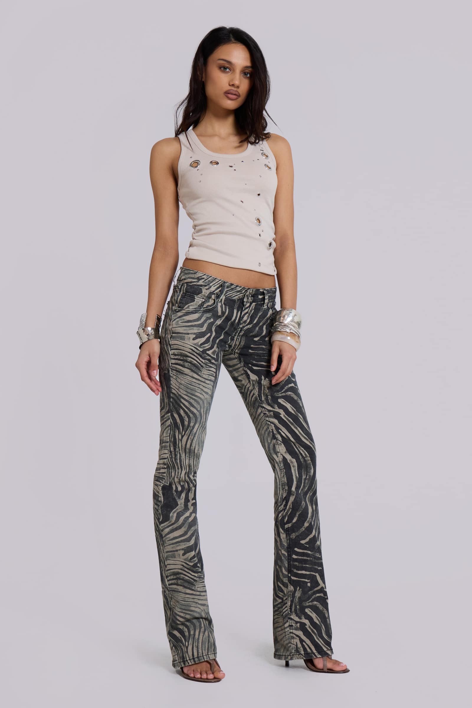 Leona Bootcut Cooper Jeans in Zebra | Jaded London | Clothing