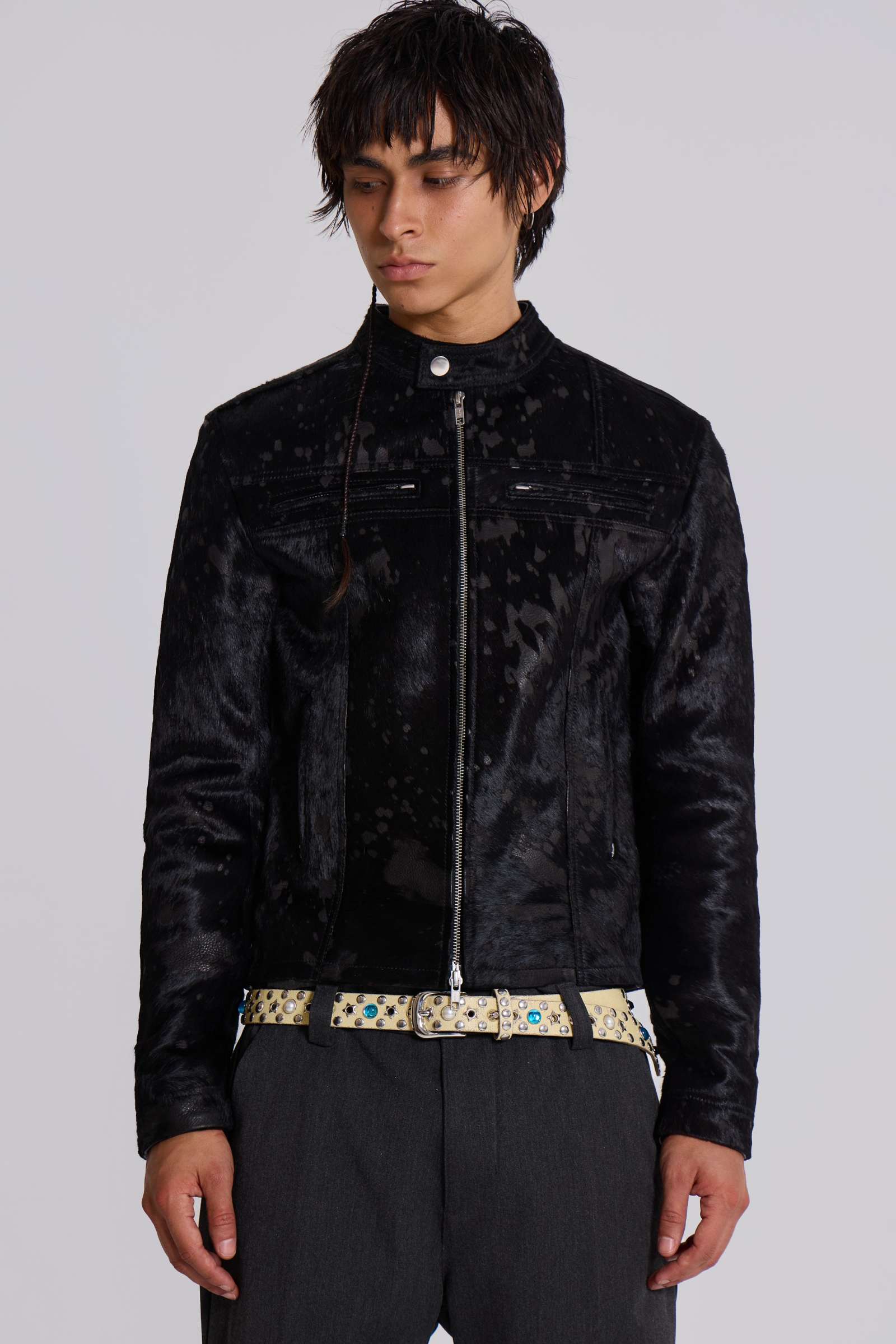 Black Brushed Leather Piston Jacket | Jaded Man