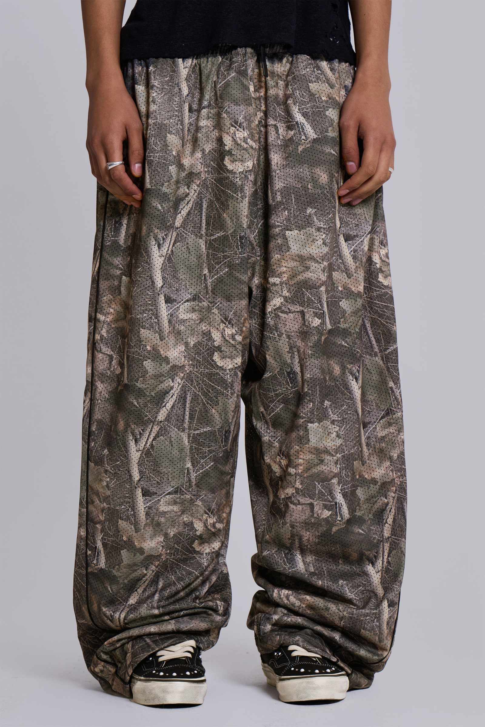 Forest Camo Mesh Vapor Tracksuit Bottoms | Jaded London | Clothing